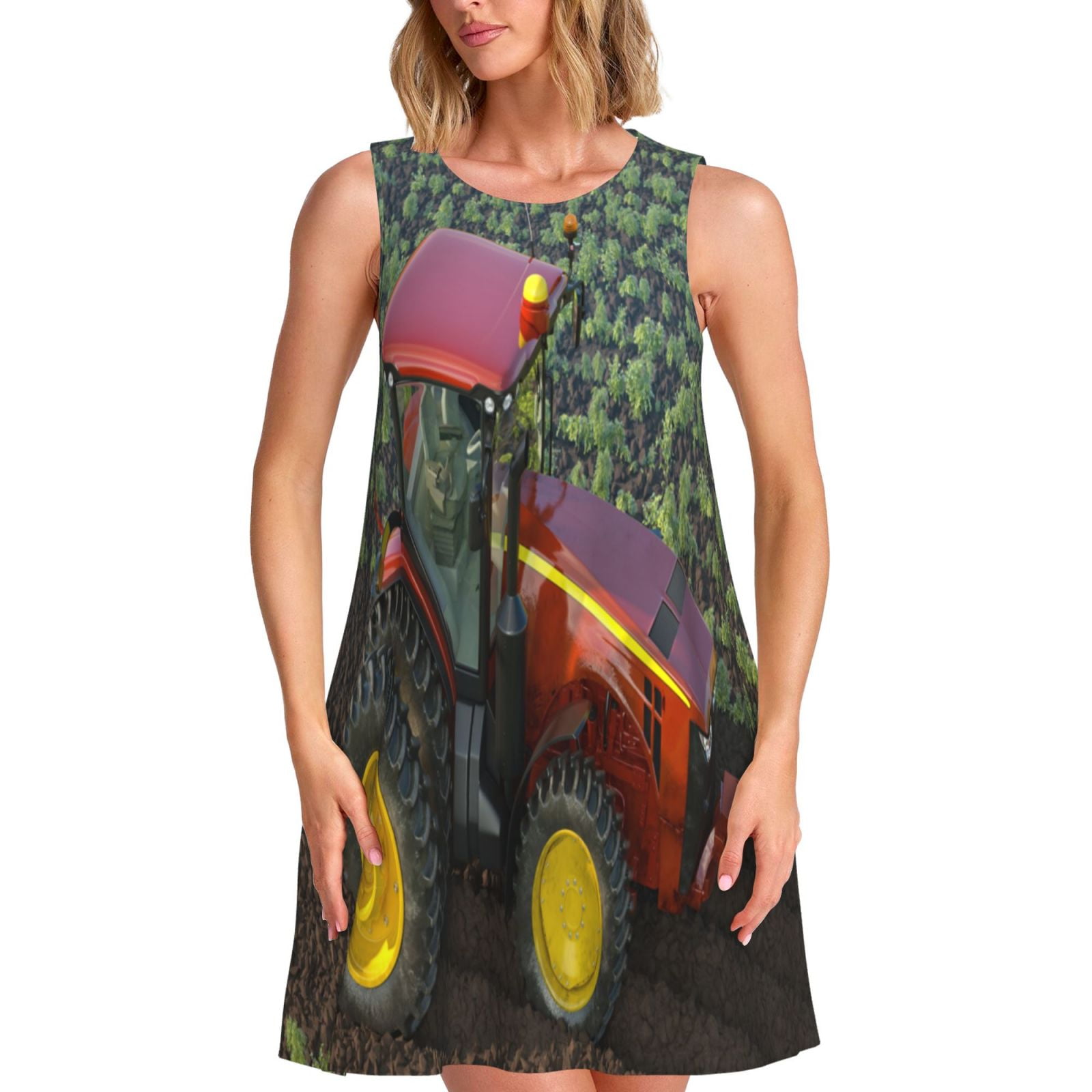 Balery farm tractor Pattern Women’s Summer Dresses – Loose Sleeveless ...