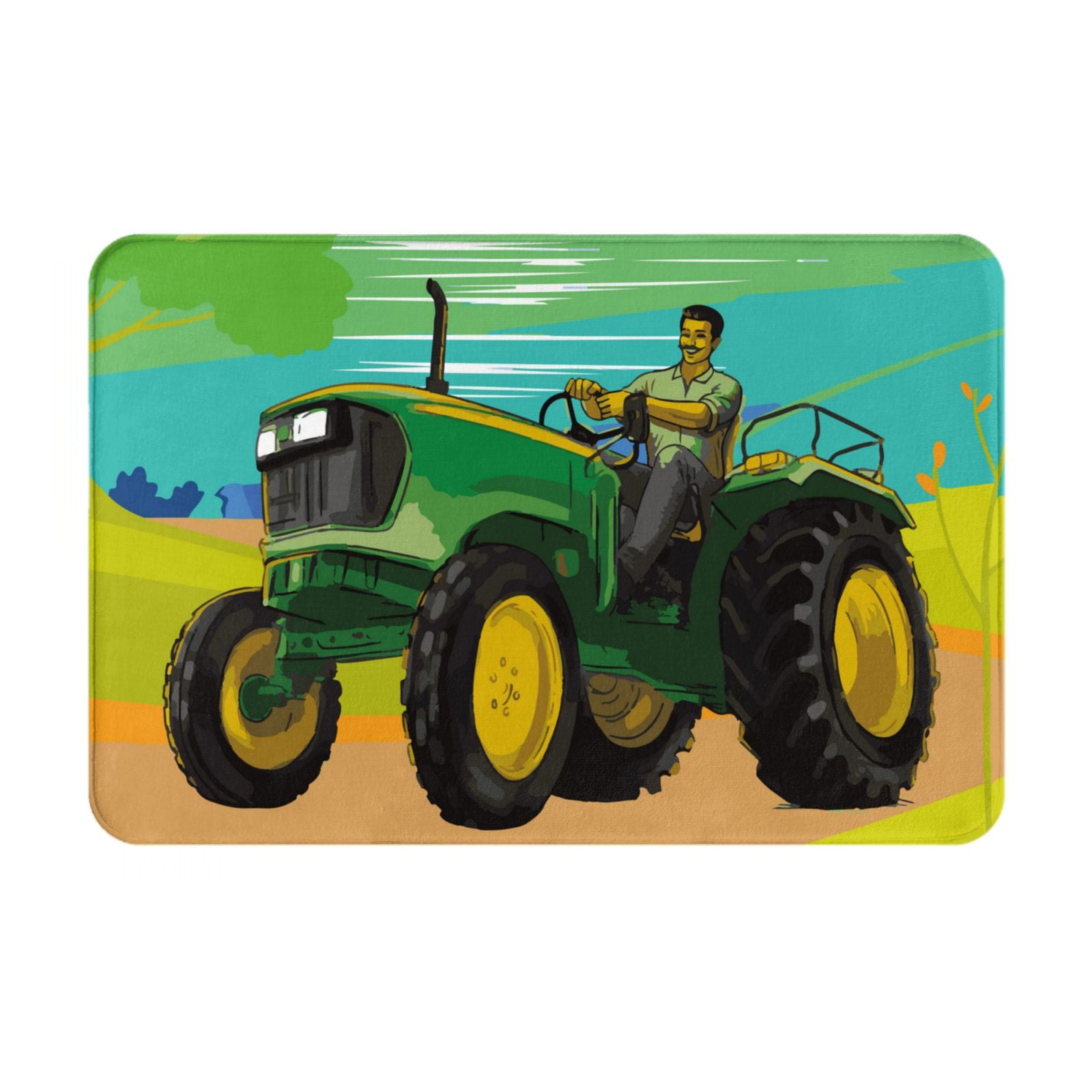 Balery farmer working with tractor at field Pattern Doormat, Durable ...