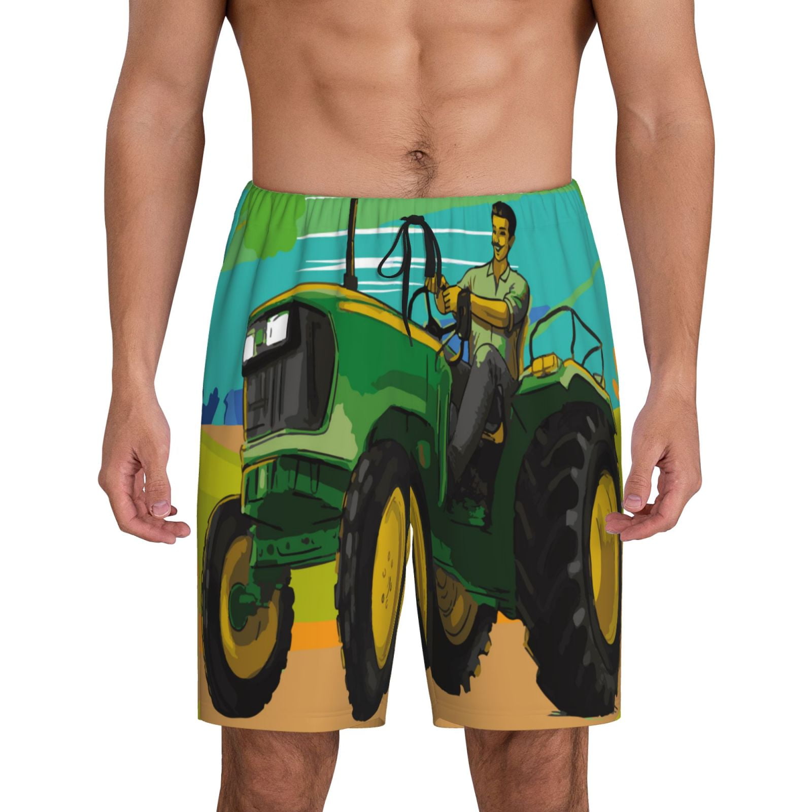 Balery farmer working with tractor at field Pattern Men's Cotton Knit ...