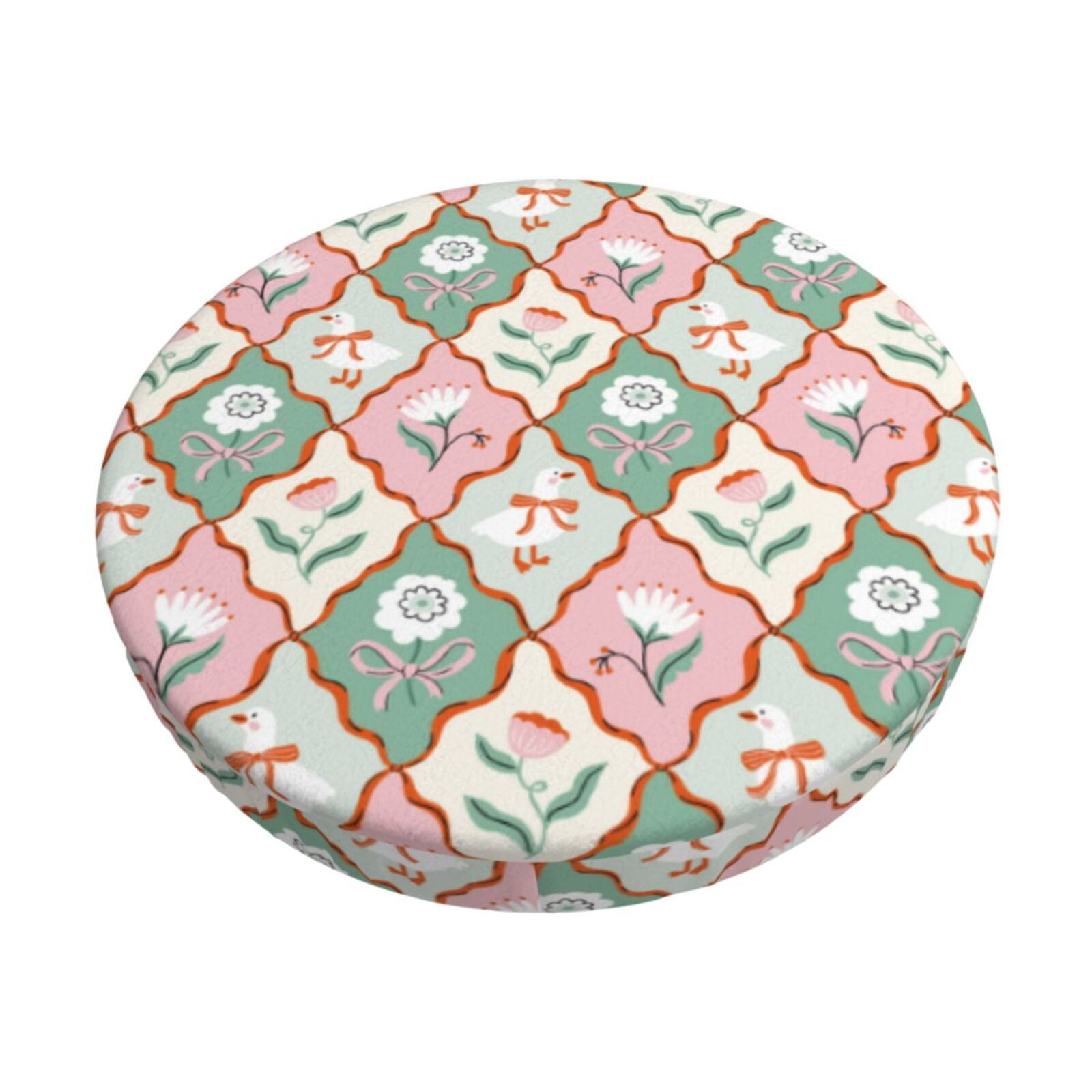 Balery flowers and white geese Pattern Round Bar Stool Seat Covers ...