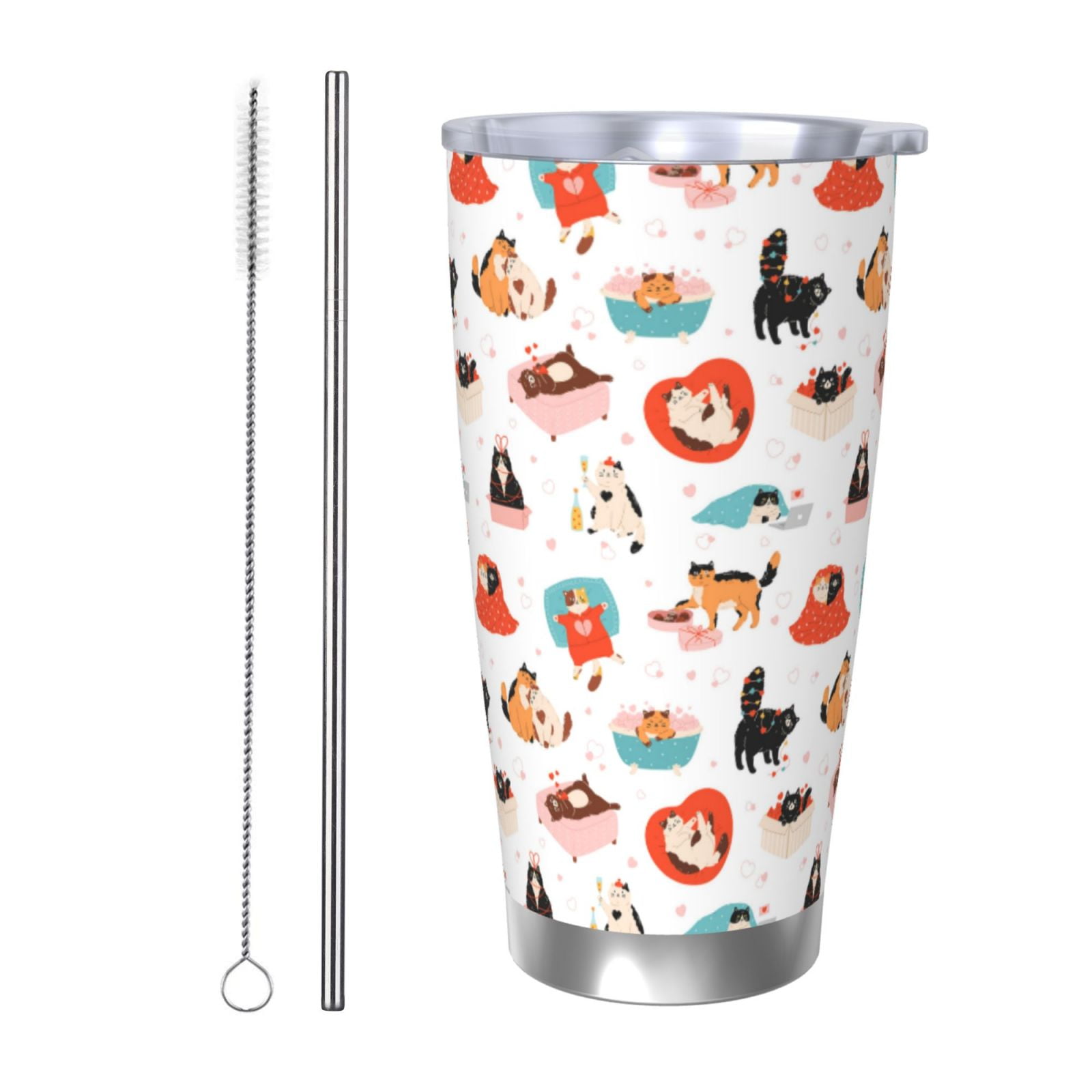 Balery funny cats celebrating Valentine's Day Pattern 20oz Insulated ...