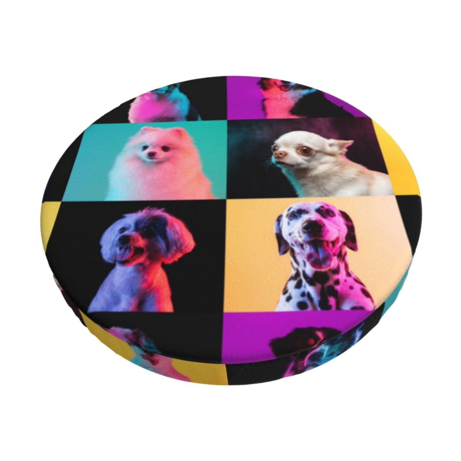 Balery funny dogs Pattern Round Bar Stool Seat Covers Velvet Fabric ...