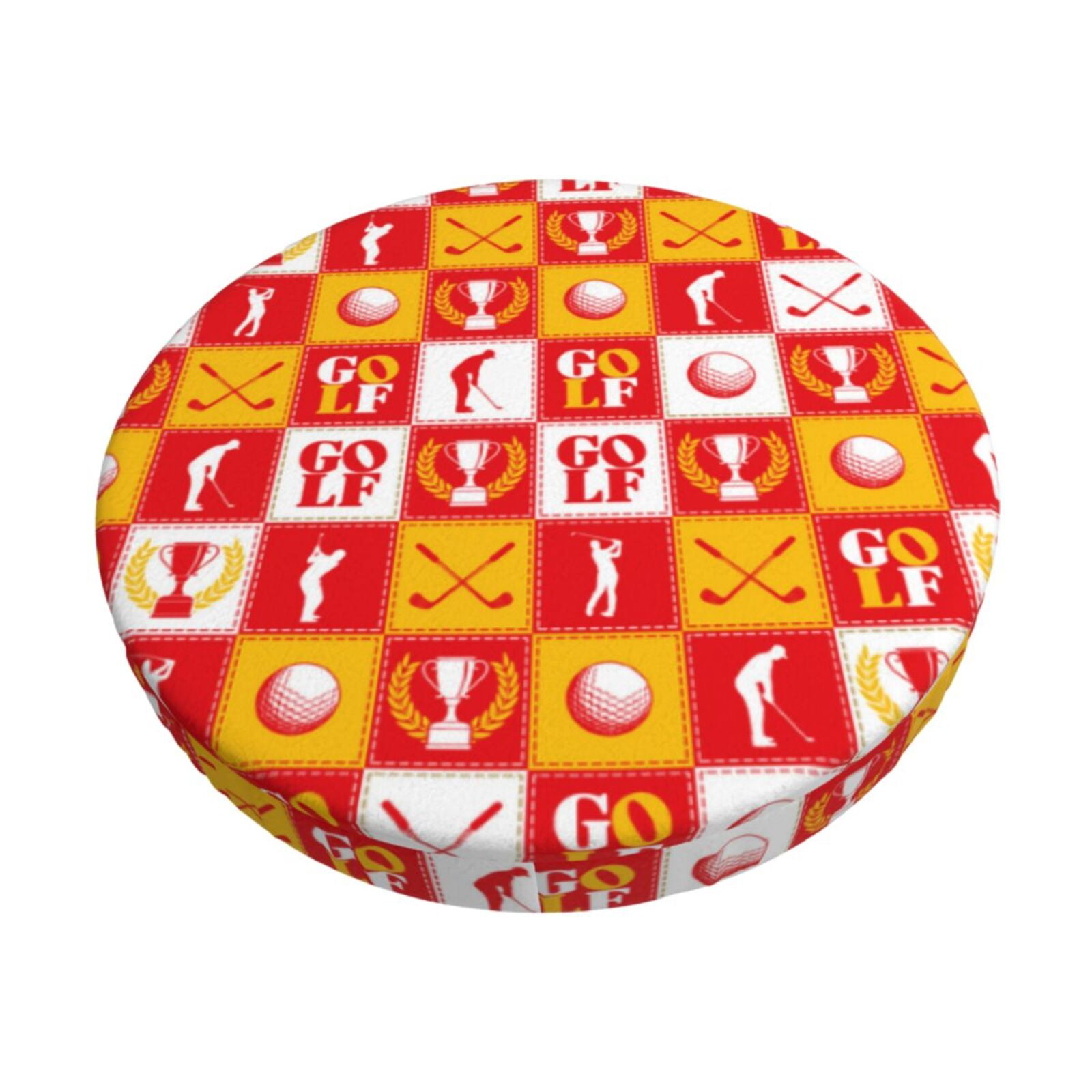 Balery golf Pattern Round Bar Stool Seat Covers Velvet Fabric ...