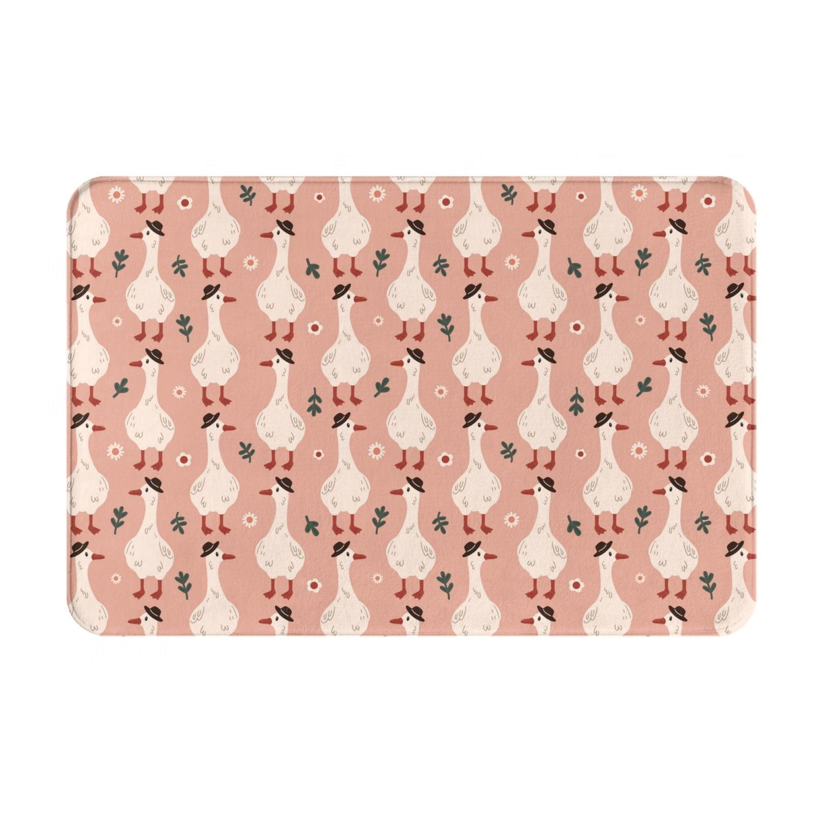 Balery goose bird and daisy Pattern Doormat, Durable Flannel Fabric ...