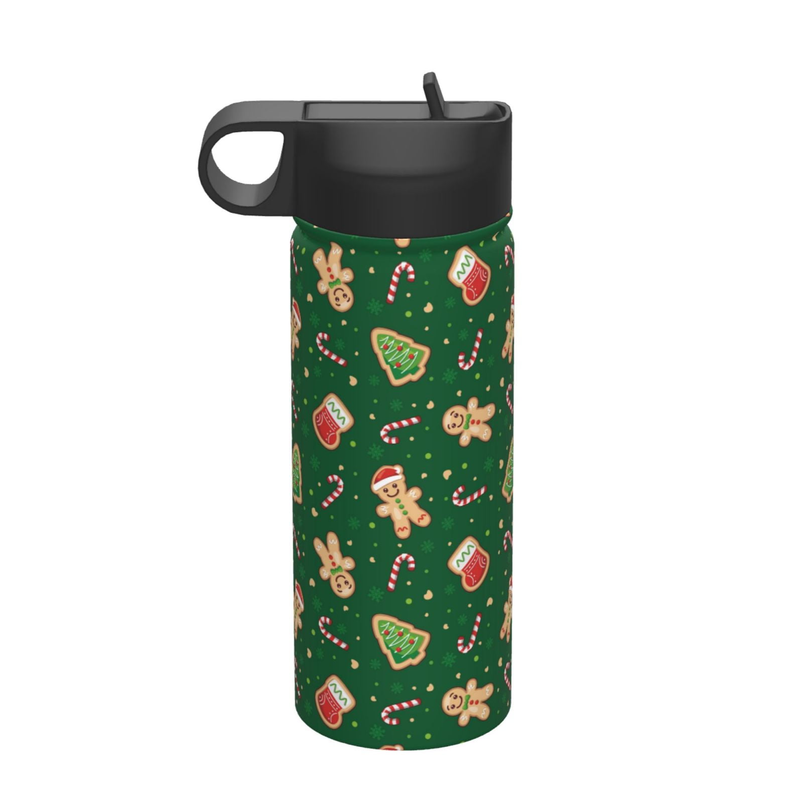 Balery green Christmas Element Pattern Water Bottle,18oz Sports ...
