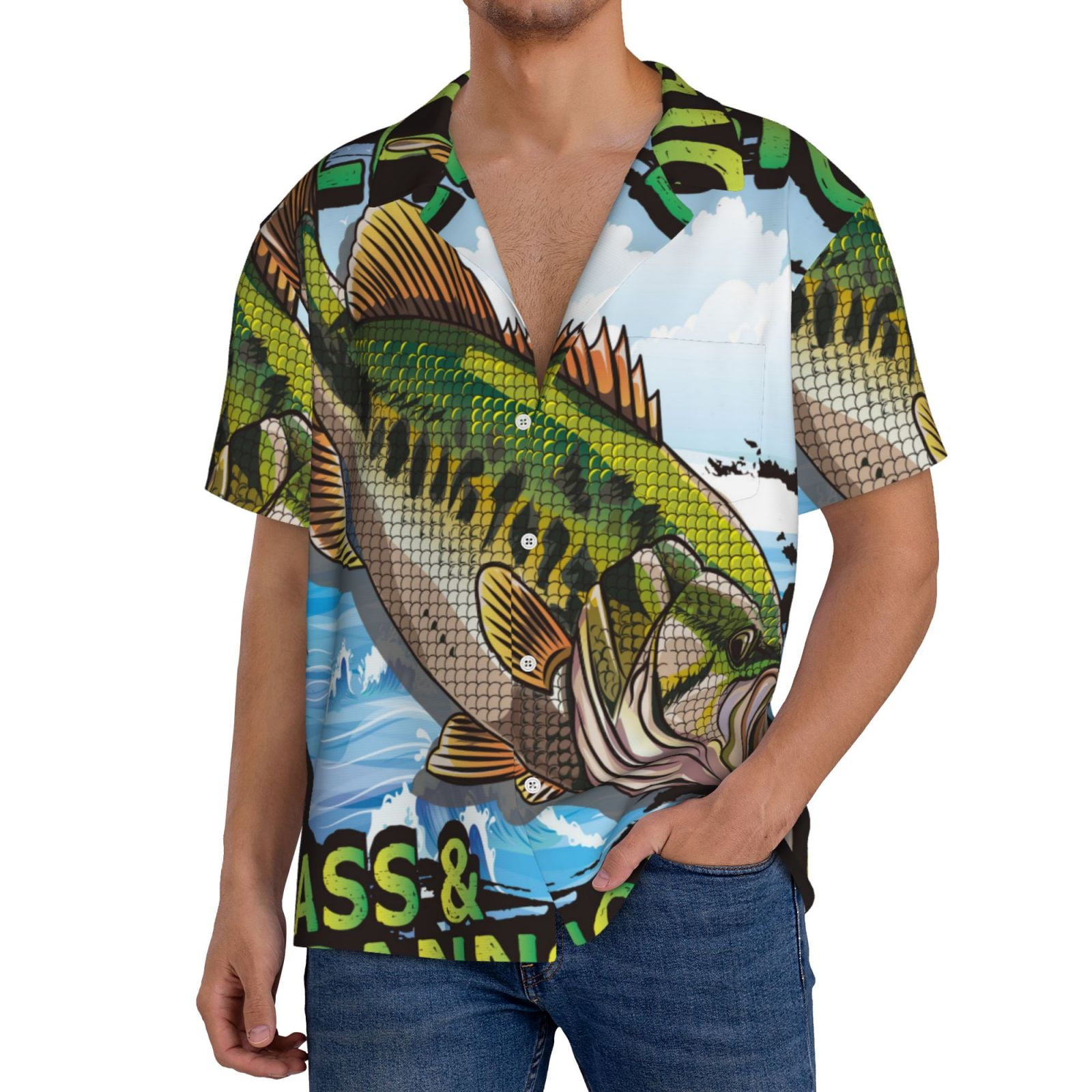 Balery i like big Bass & i cannot lie Pattern Men's Casual Button Down ...