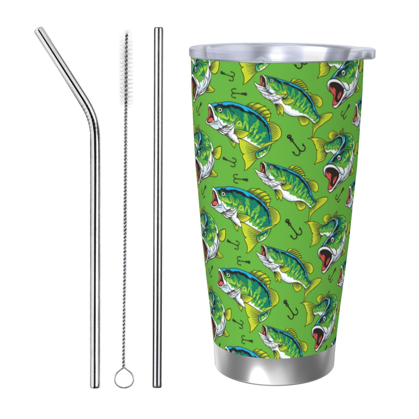 Balery large mouth green color bass fish Pattern 20oz Insulated Car Cup ...