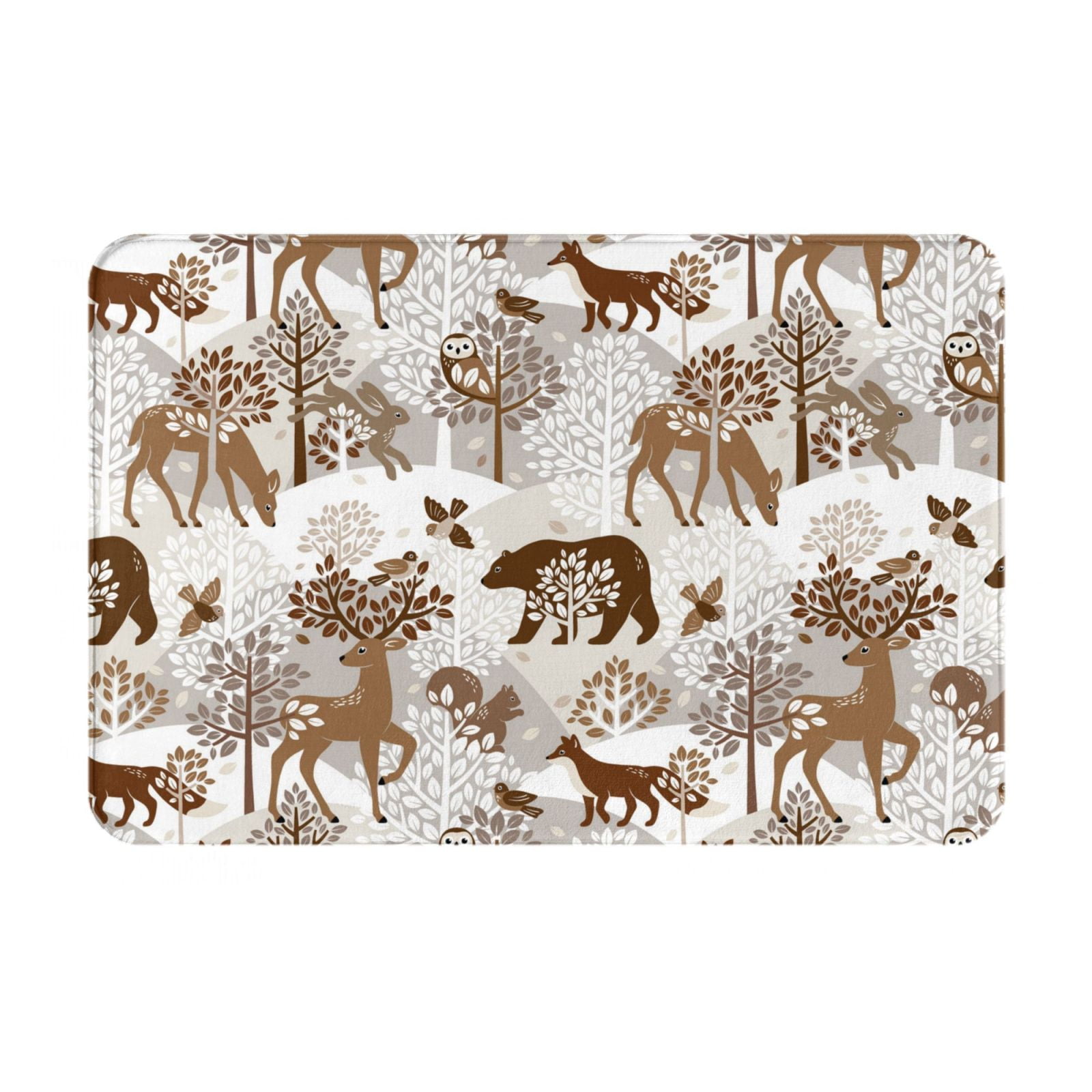Balery leaf Moose fox owls tree Doormat, Durable Flannel Fabric ...