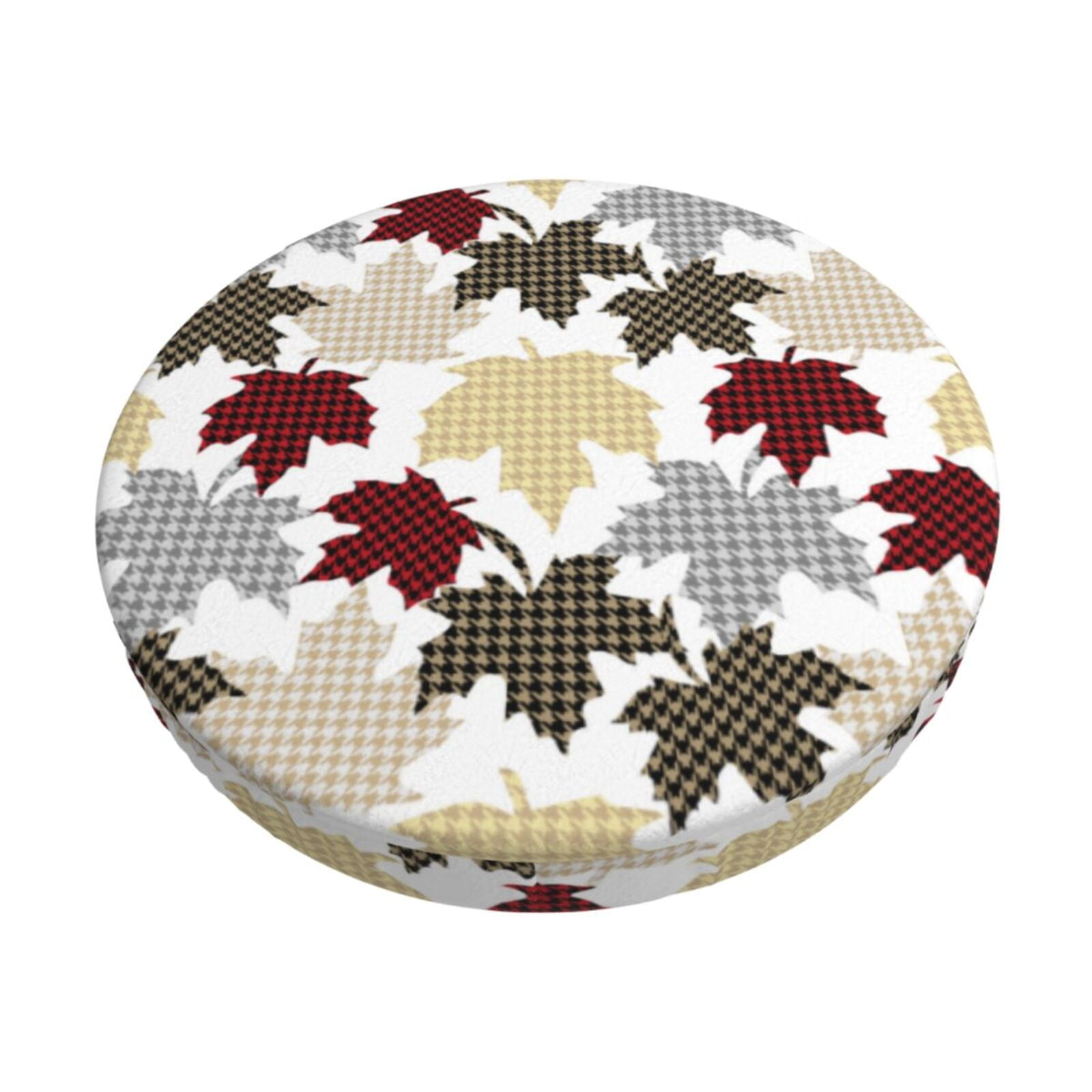 Balery maple leaves Pattern Round Bar Stool Seat Covers Velvet Fabric ...