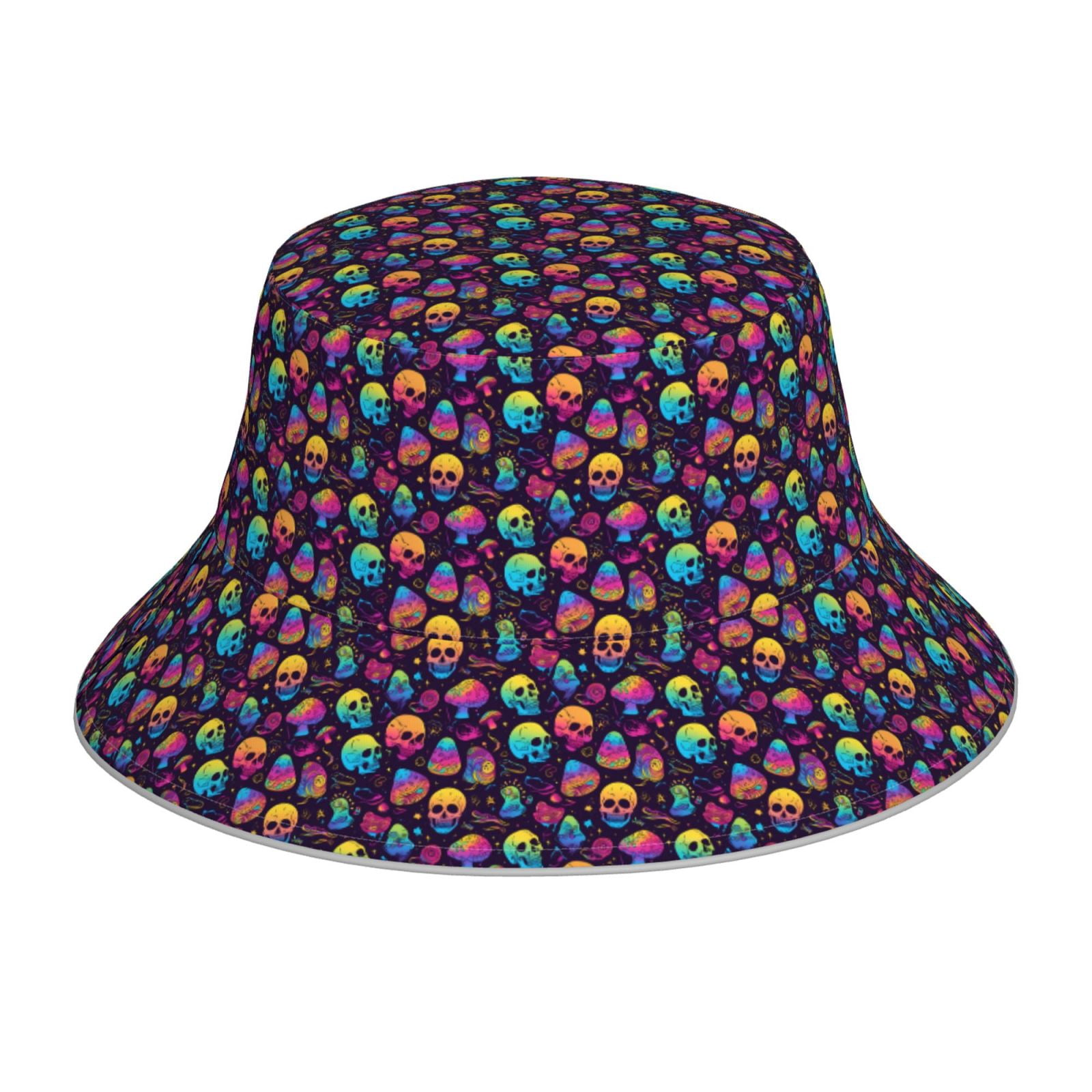 Balery mushroom color Skull Sun Hats for Men Women Bucket Hat UPF 50 ...