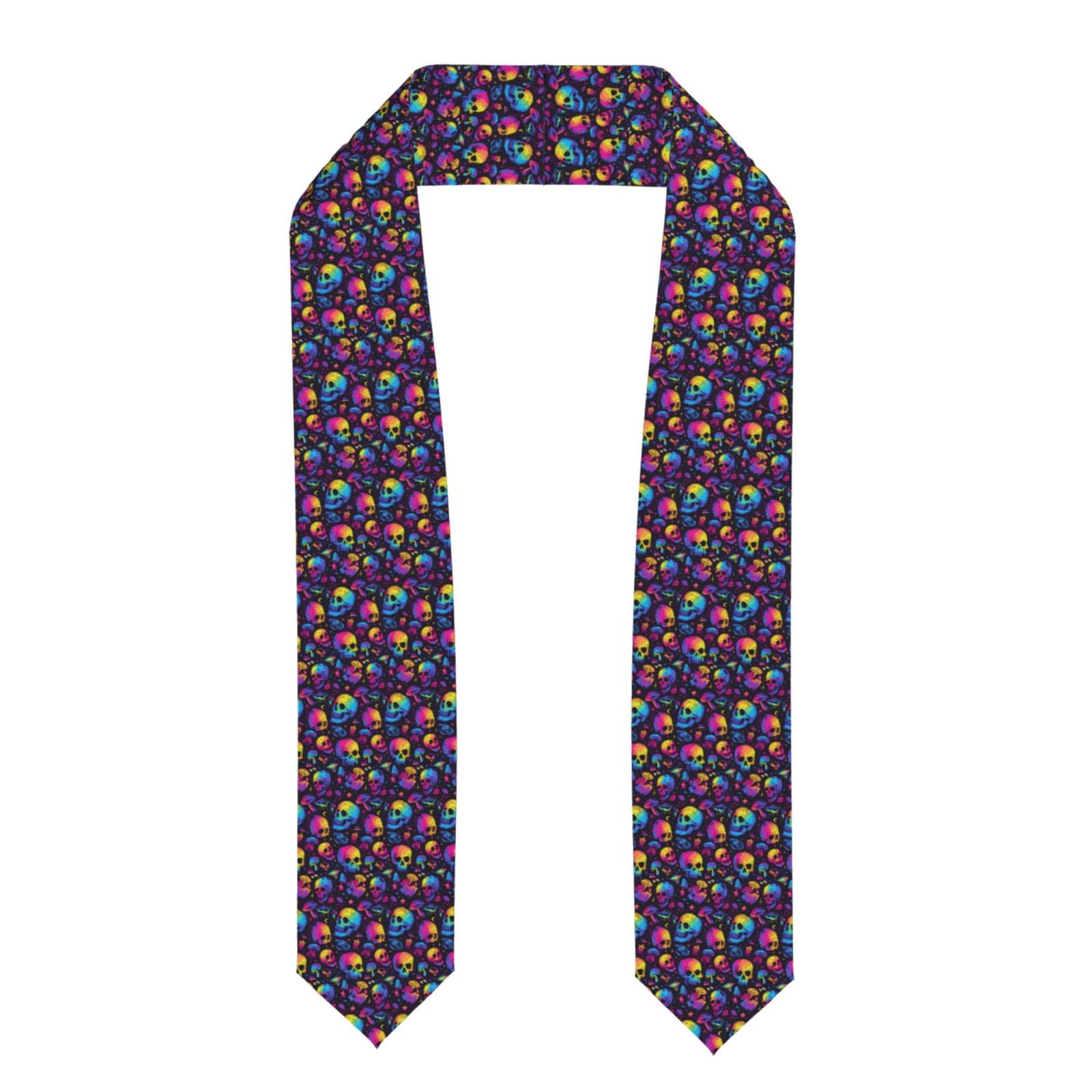 Balery mushroom rainbow color Skull Pattern Graduation Shawl Stole ...