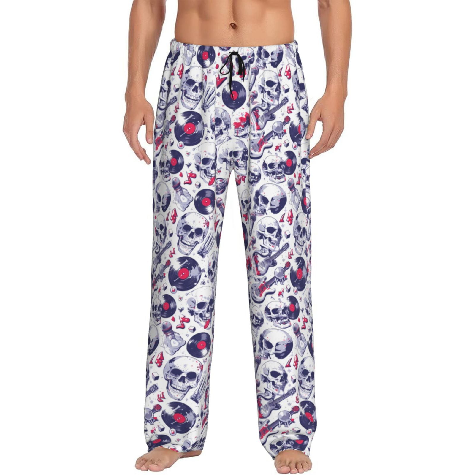 Balery music Skull record mike print Men's Pajama Pants,Ultra ...