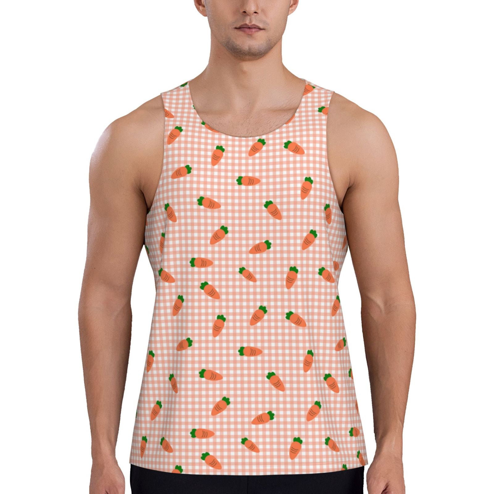 Balery orange carrot on a gingham Pattern Men's Workout Tank Top Gym ...