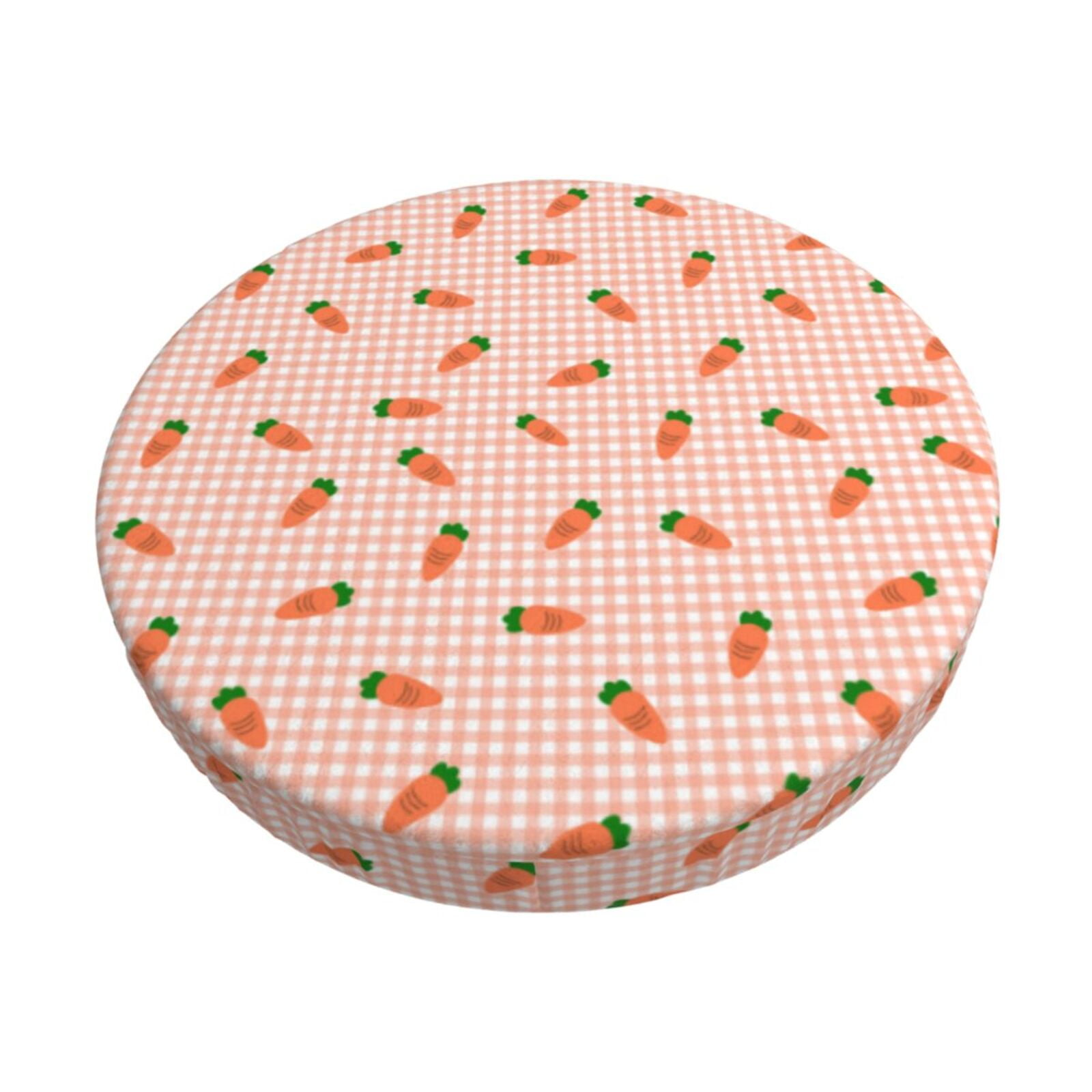 Balery orange carrot on a gingham Pattern Round Bar Stool Seat Covers ...