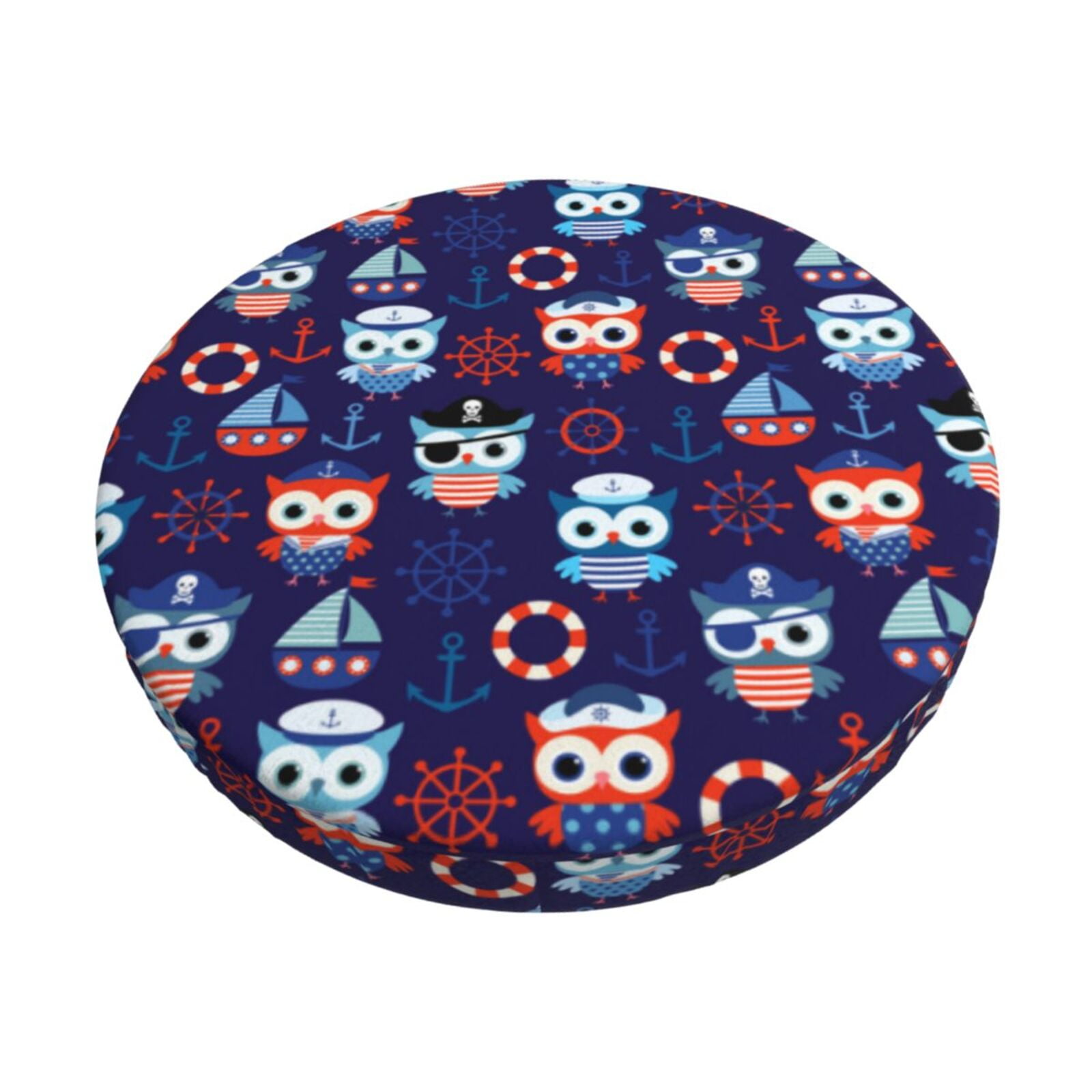Balery pirate owls and boats Pattern Round Bar Stool Seat Covers Velvet ...