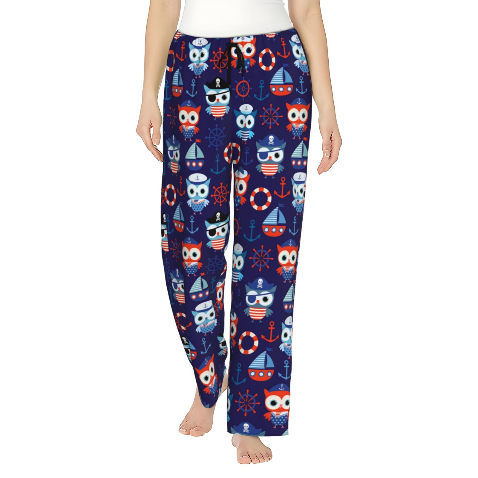 Balery pirate owls and boats print Women's Pajama Pants,Ultra ...