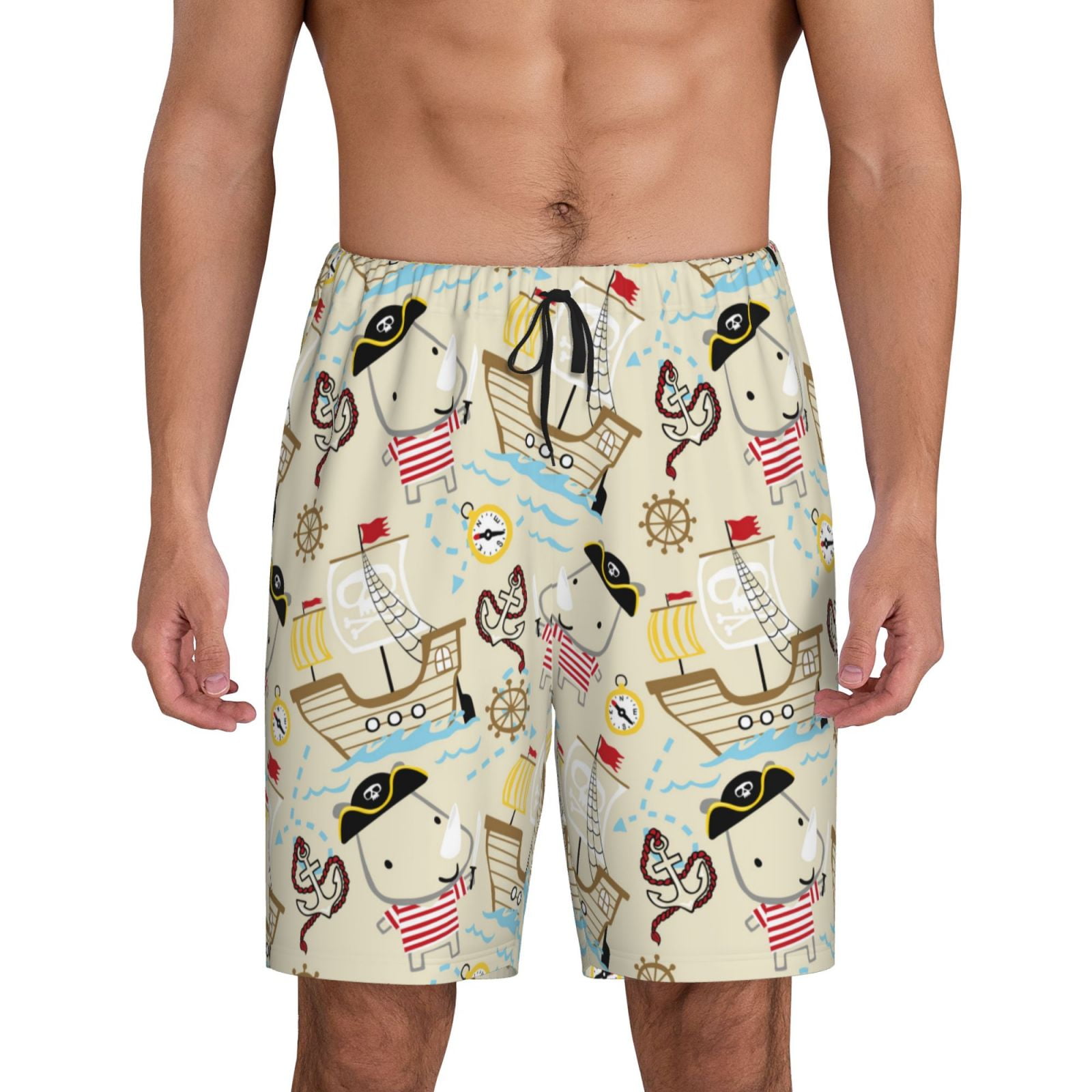 Balery pirate with sailing Pattern Men's Cotton Knit Pajama Shorts ...
