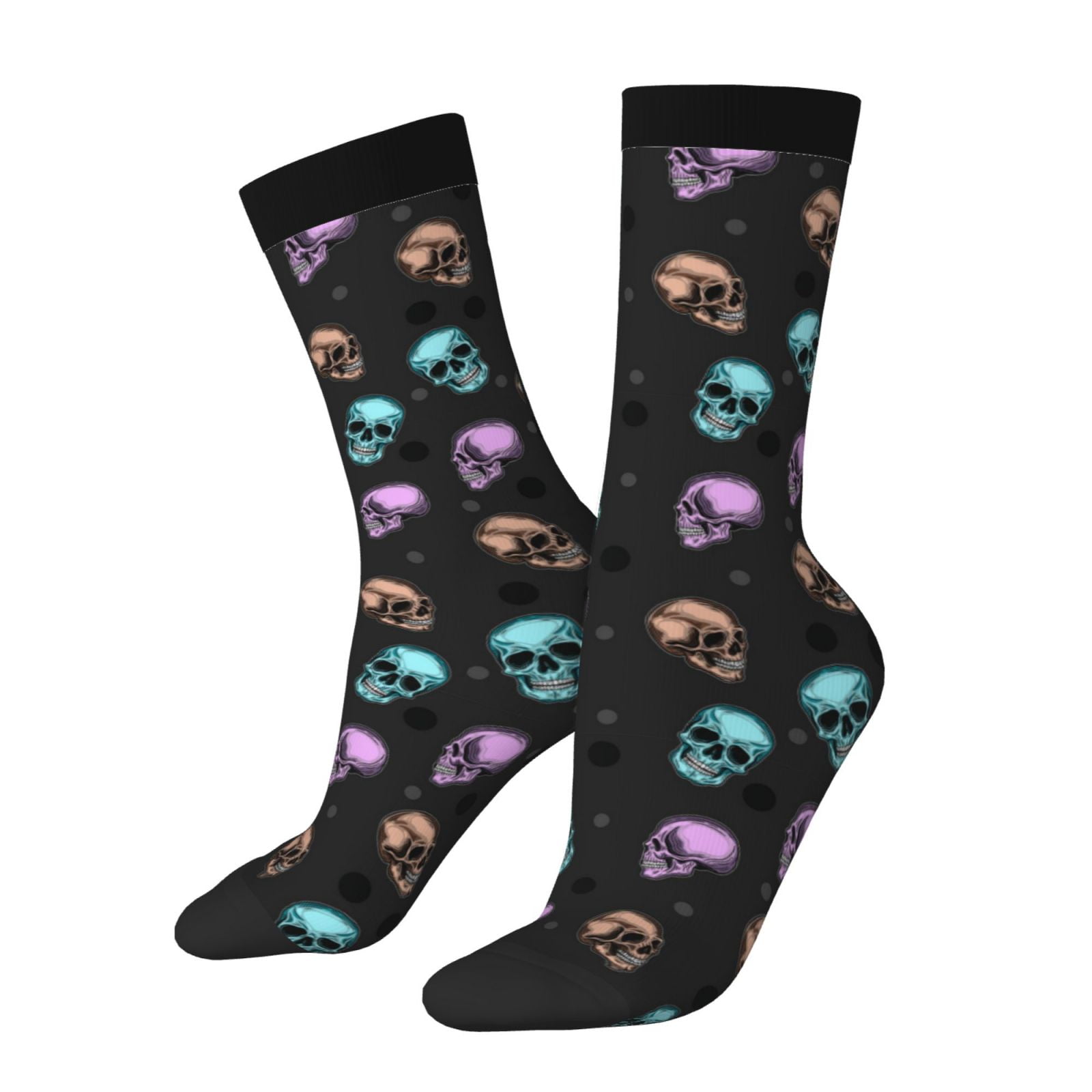 Balery purple cyan brown Skull Pattern Crew Socks Unisex– Soft ...