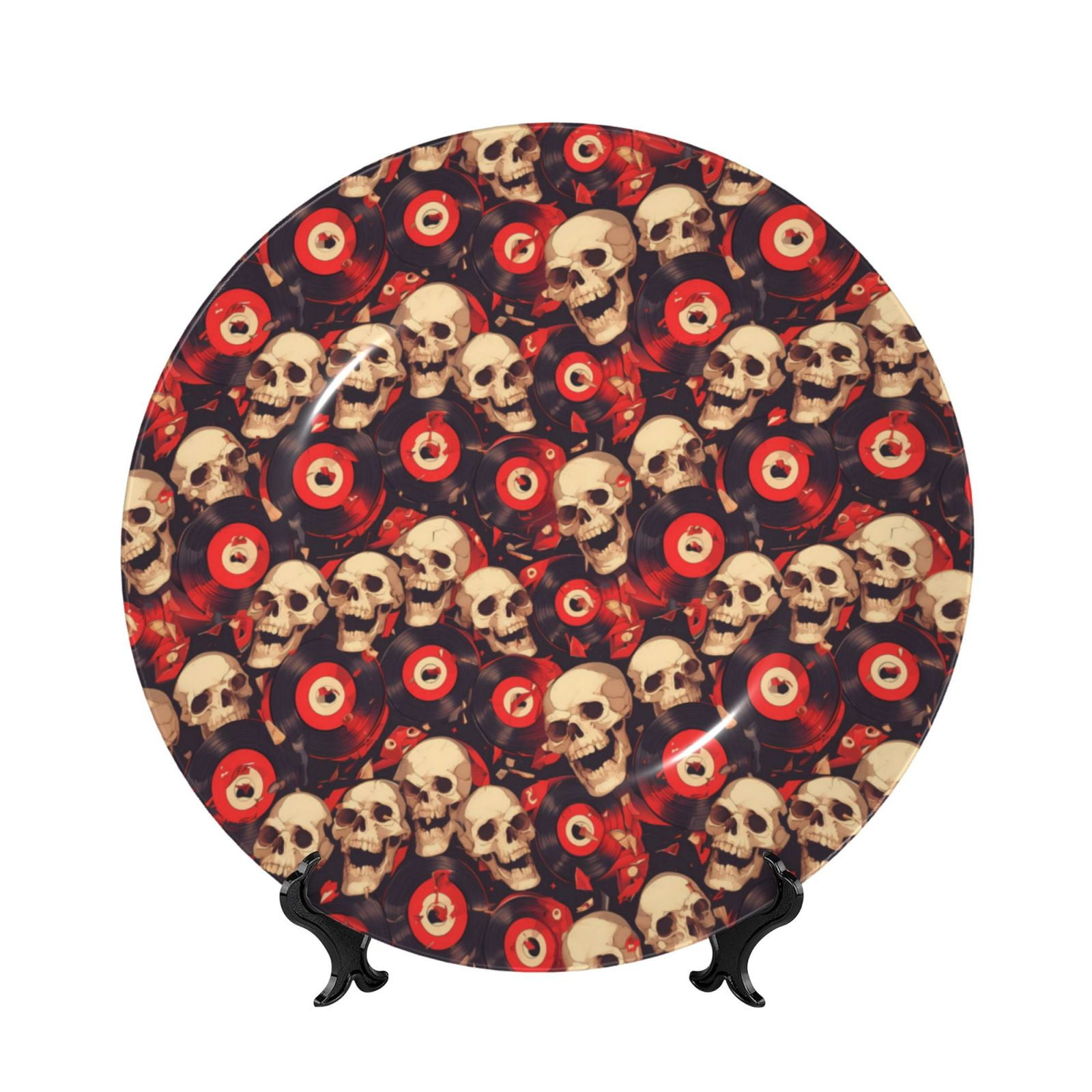 Balery record Skull rock Print Bone China Decorative Plate Ceramic ...