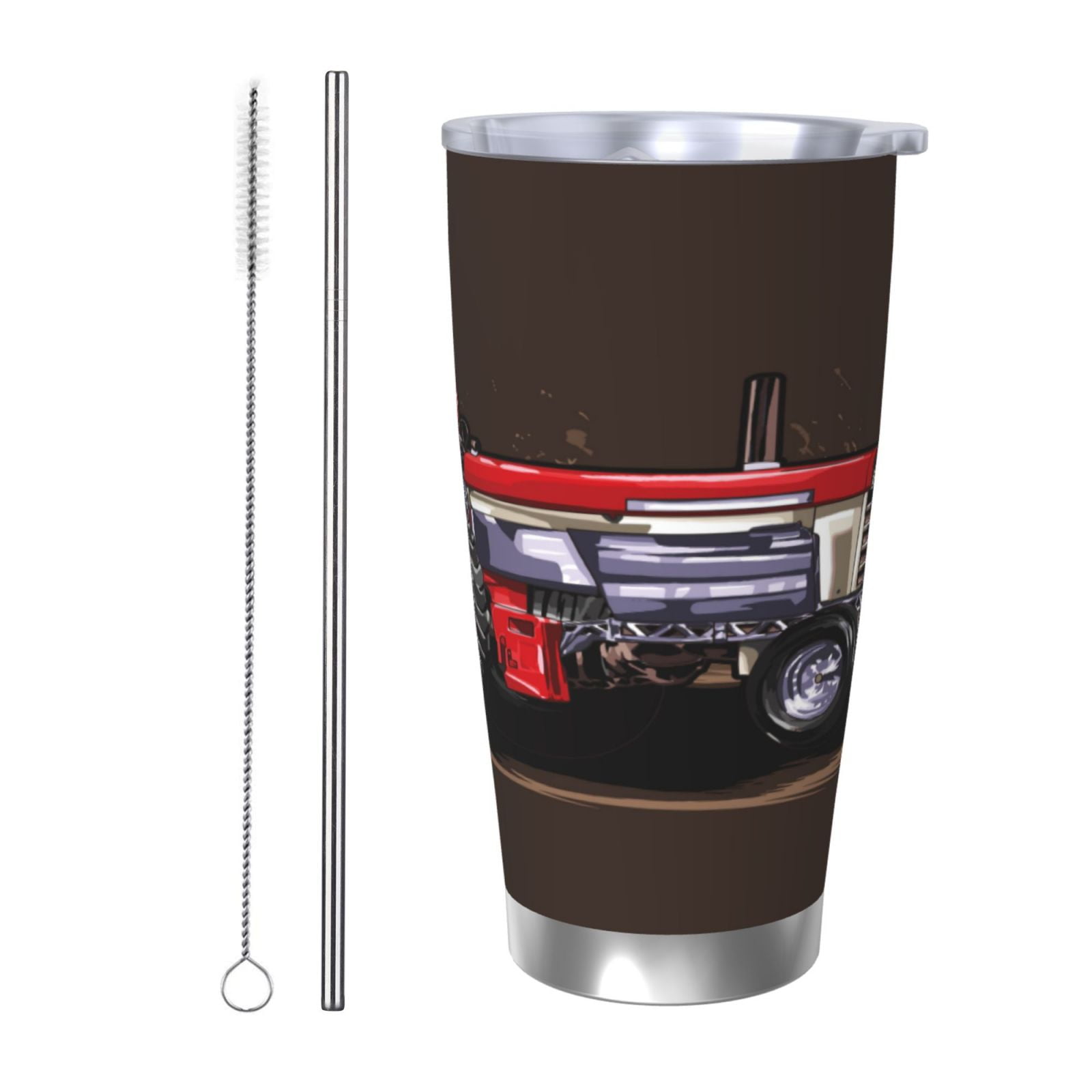Balery red tractor Pattern 20oz Insulated Car Cup with Dual Drink Lids ...