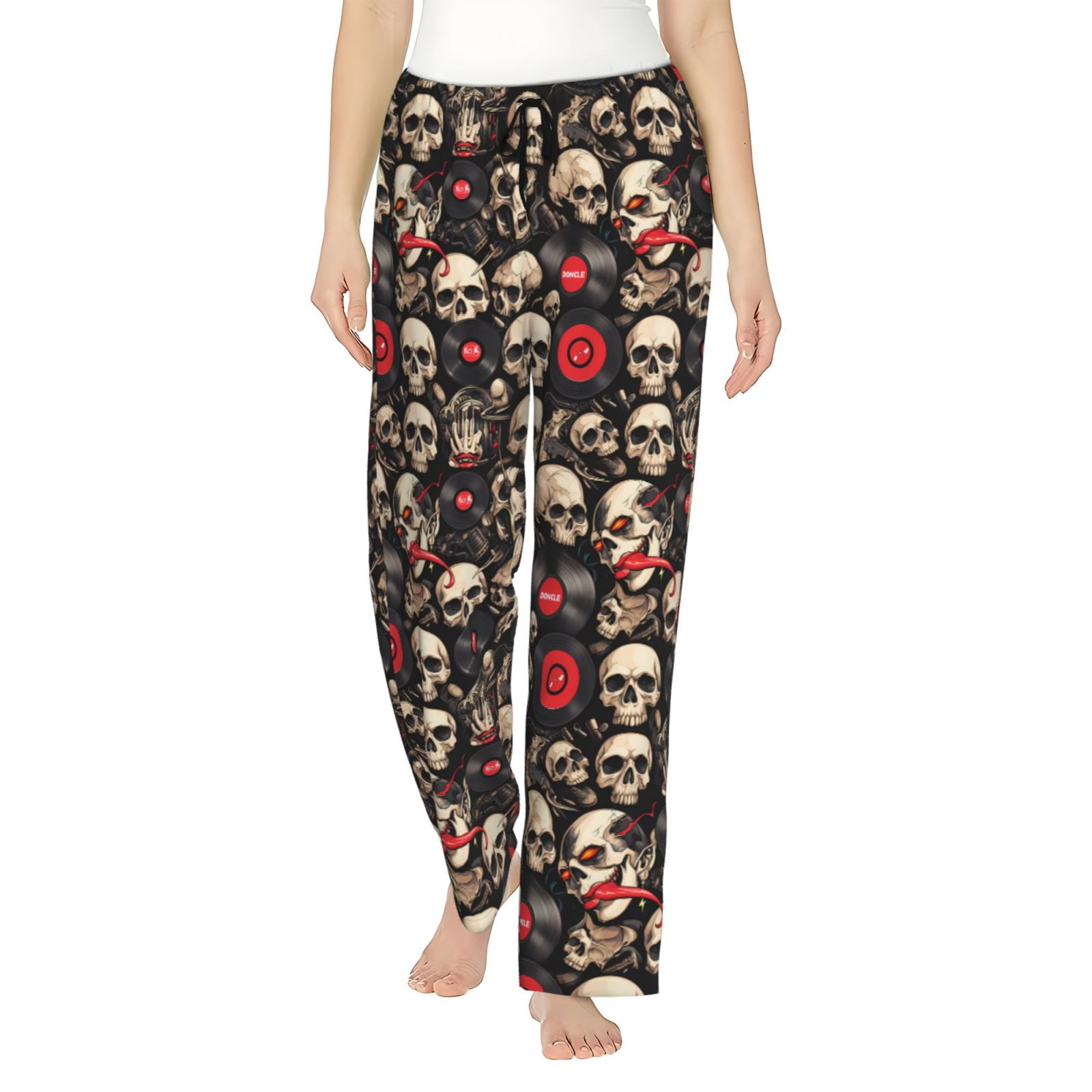 Balery rock record Skull print Women's Pajama Pants,Ultra Lightweight ...