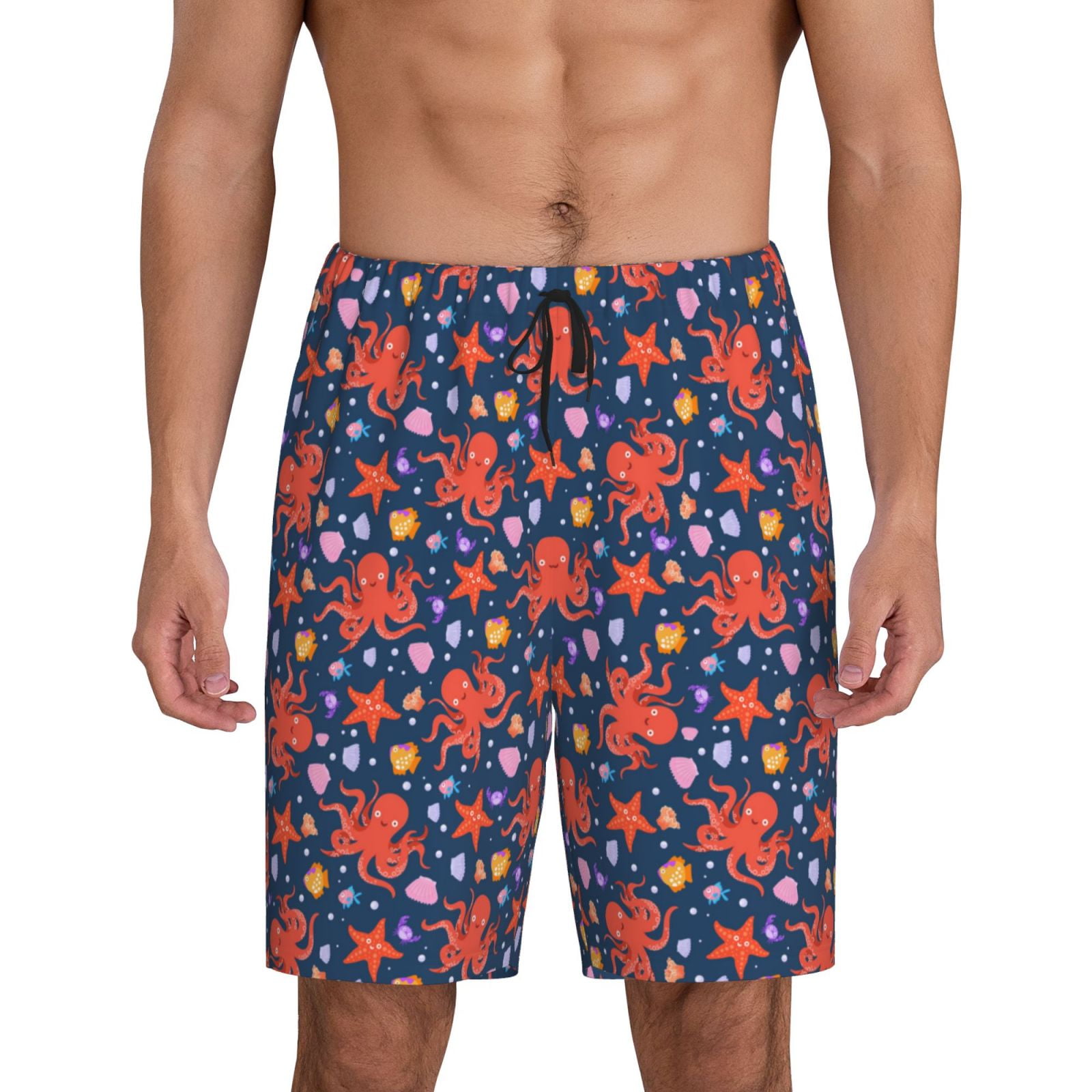 Balery sea animals Pattern Men's Cotton Knit Pajama Shorts Waistband & Pockets,Short Pajama ...