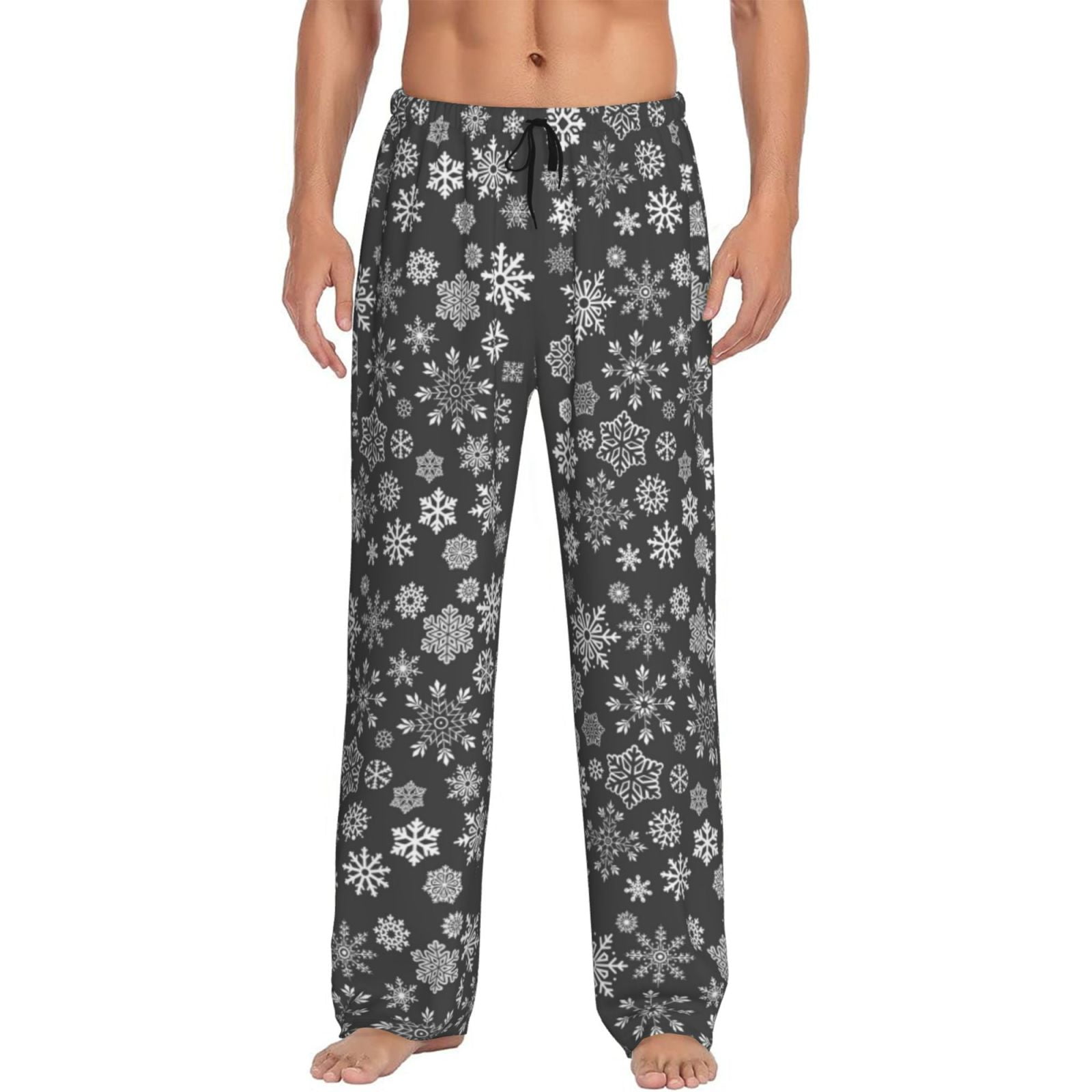 Balery simple white Snowflake print Men's Pajama Pants,Ultra ...