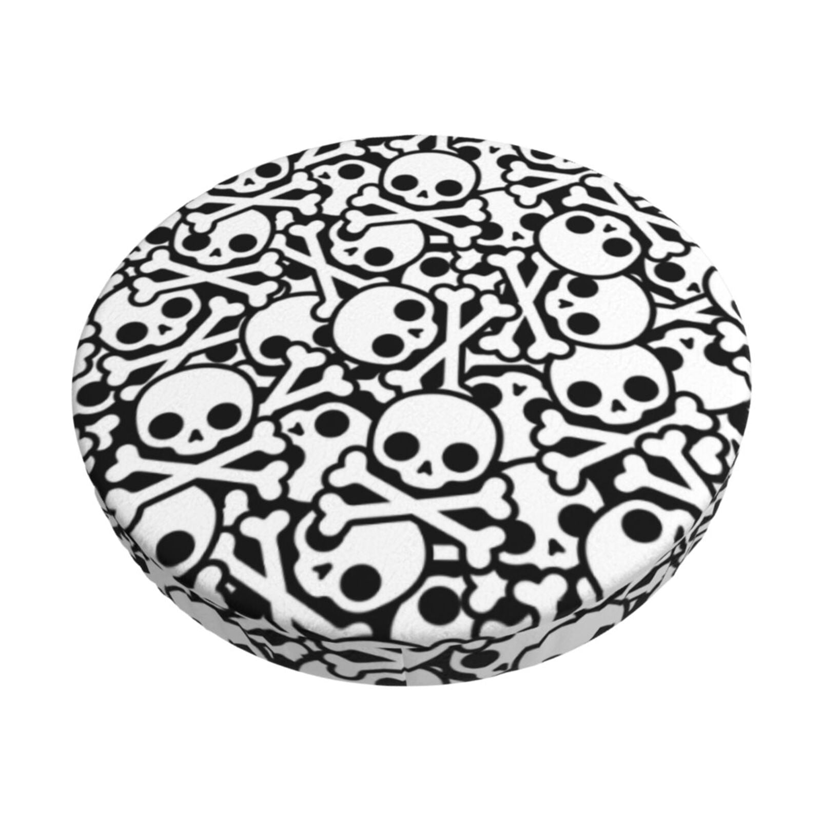 Balery skull pirate Pattern Round Bar Stool Seat Covers Velvet Fabric ...