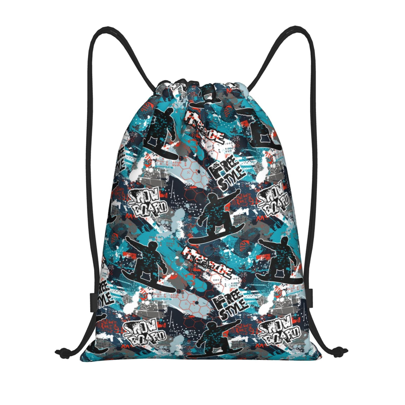 Balery snow board colorful Pattern Drawstring Backpack Bag Sport Gym ...