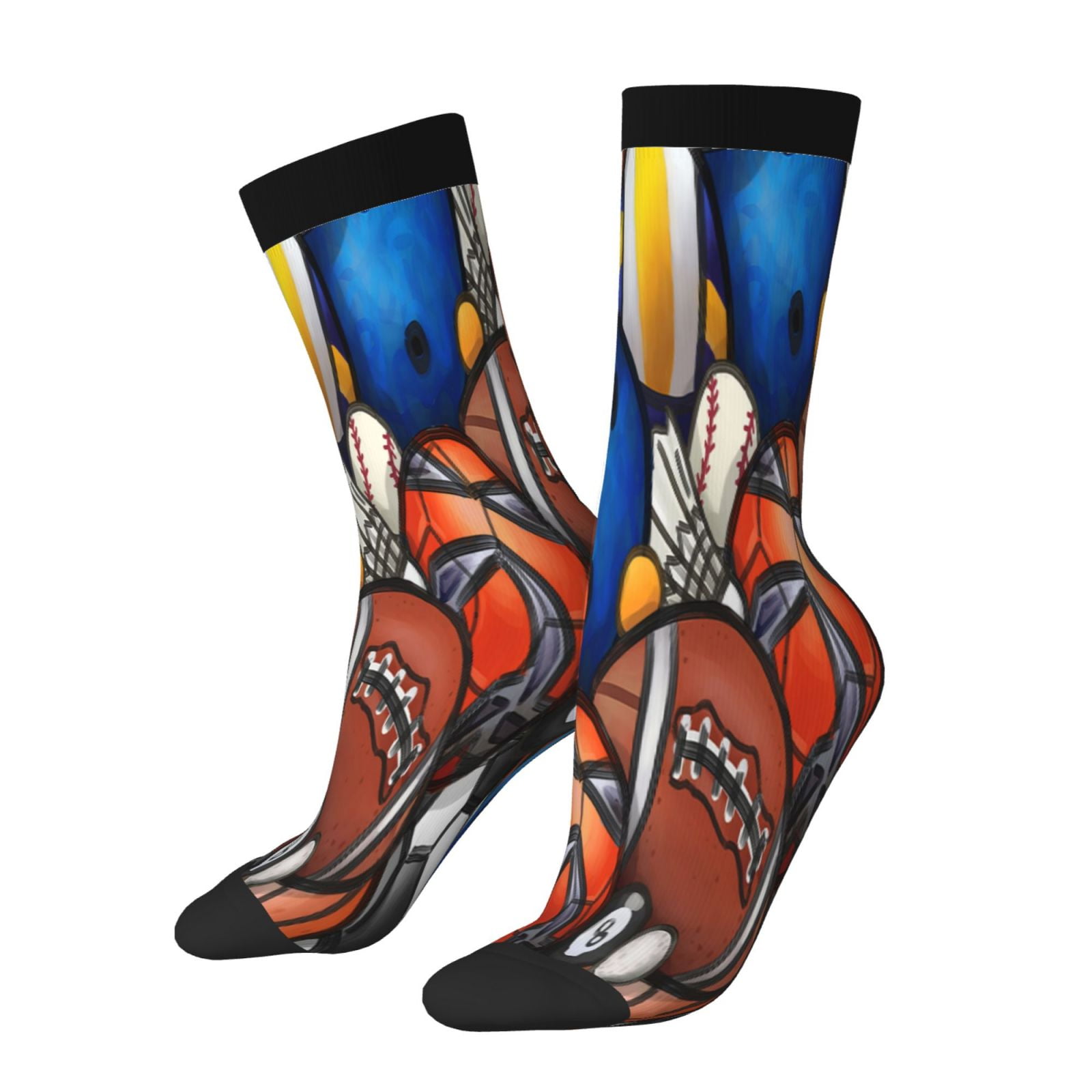 Balery sport ball Pattern Crew Socks Unisex– Soft & Breathable Socks for Men & Women, One-Size ...
