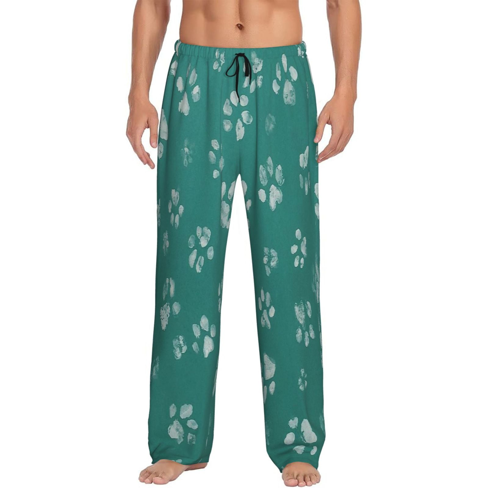 Balery teal green paw print Men's Pajama Pants,Ultra Lightweight Pjs ...