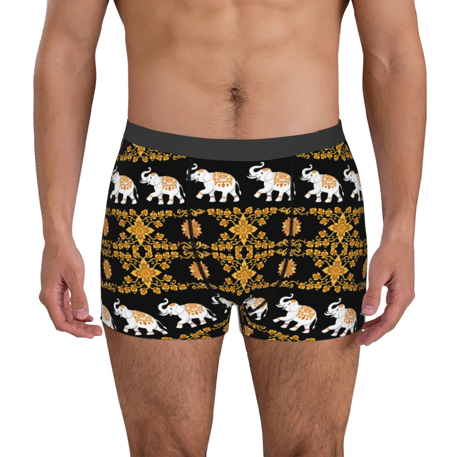 Balery traditional Elephant Pattern Men's Boxer Briefs, Soft and ...