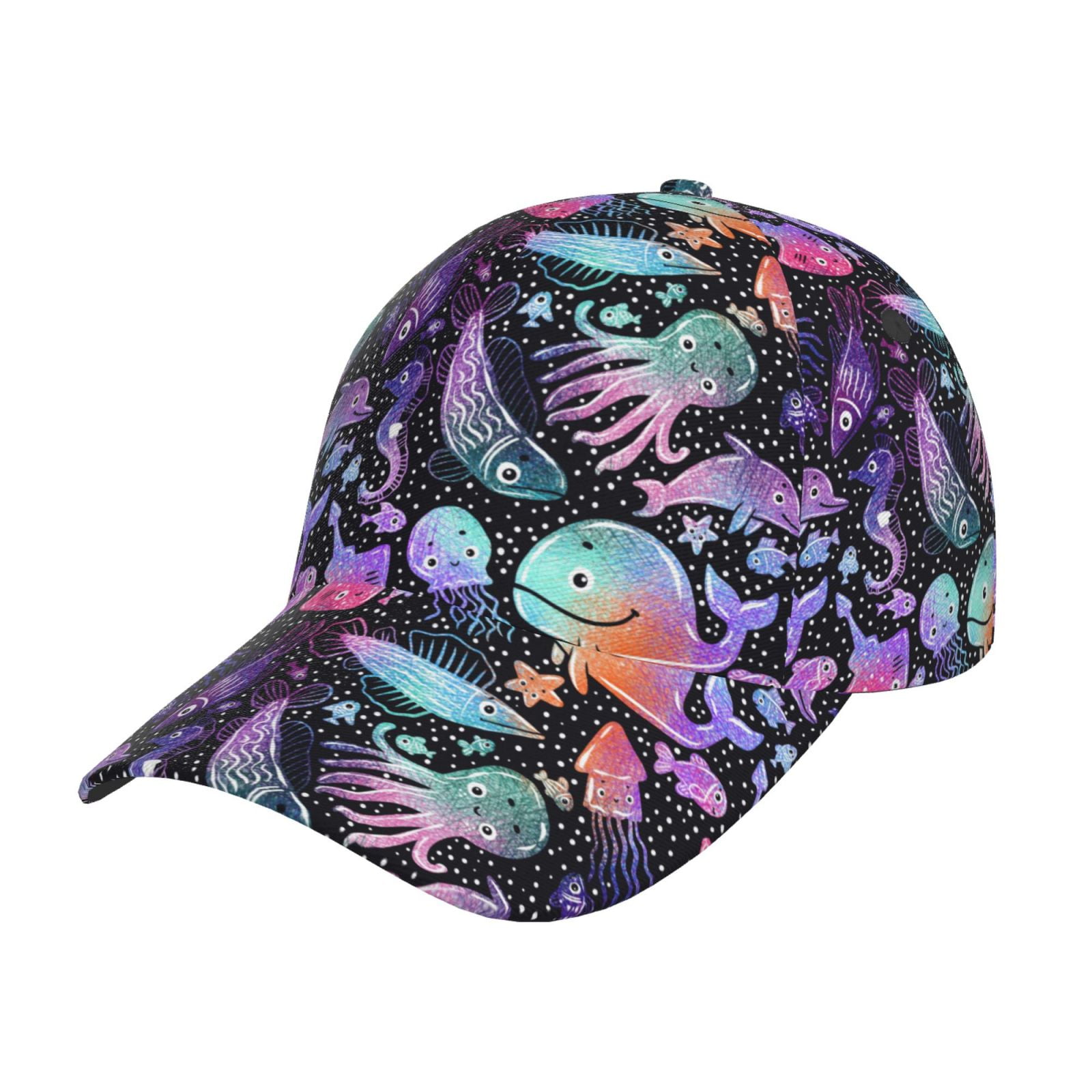 Balery whale fish octopus Pattern Baseball Cap Adjustable Size for ...