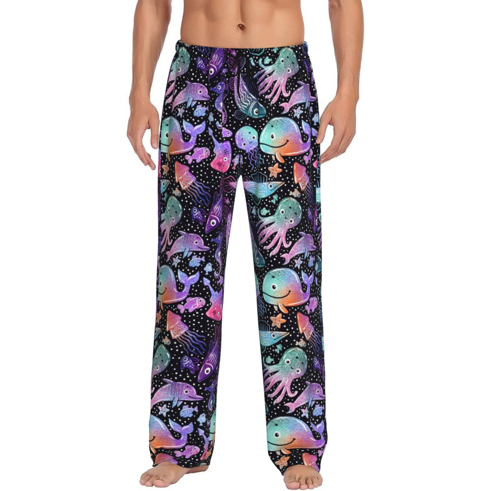 Balery whale fish octopus print Men's Pajama Pants,Ultra Lightweight ...