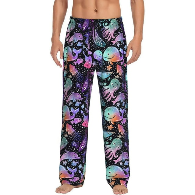 Balery whale fish octopus print Men's Pajama Pants,Ultra Lightweight ...