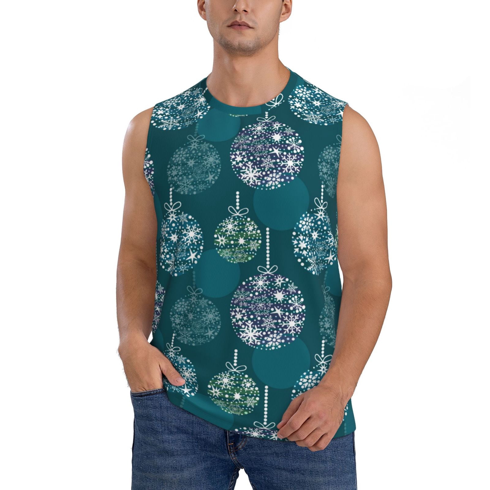 Balery whiter Snowflake balloons Men's Sleeveless Muscle Shirts Workout ...