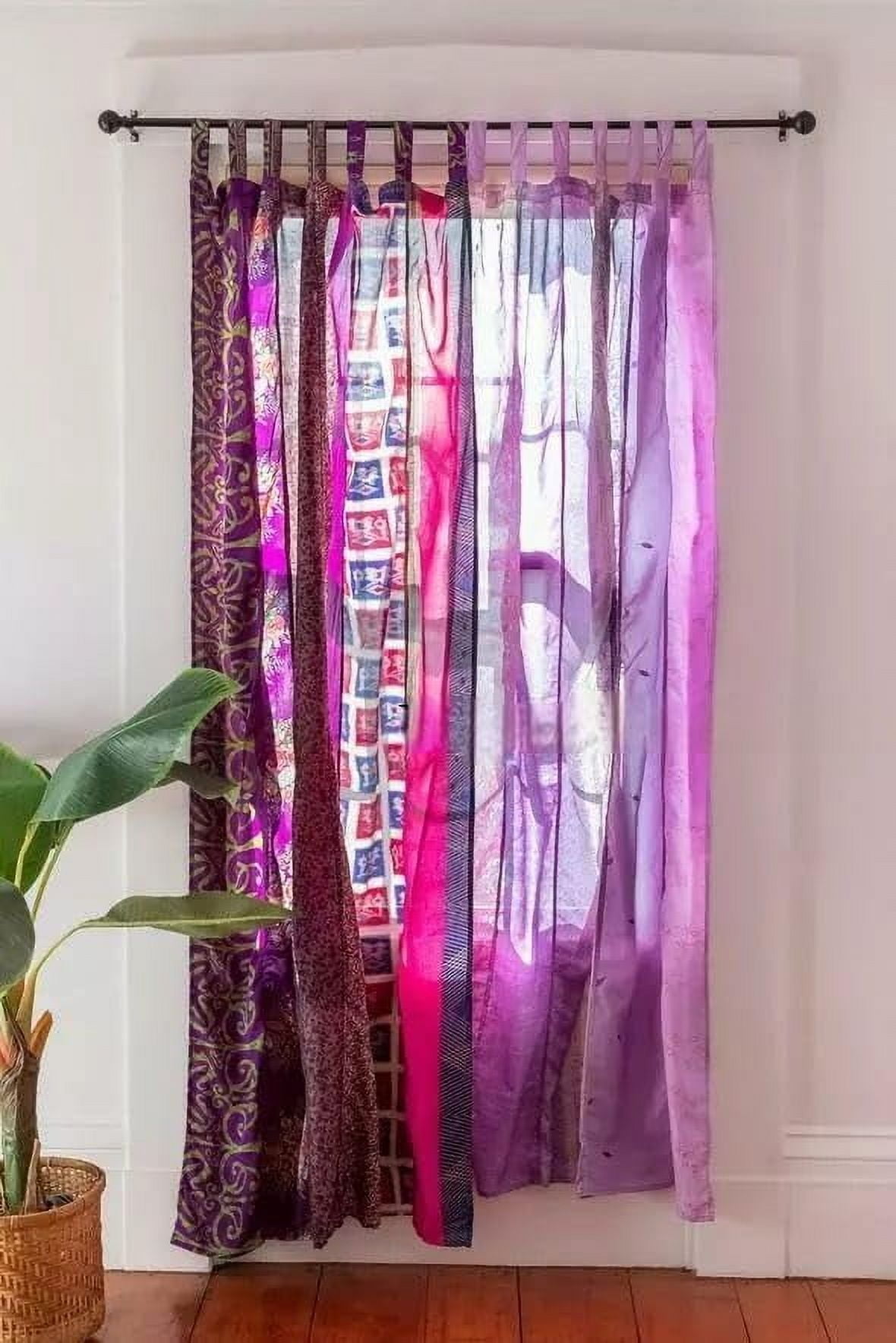 Balgopal India Vintage Old Sari Curtain Door Drape Window Decor Silk ...