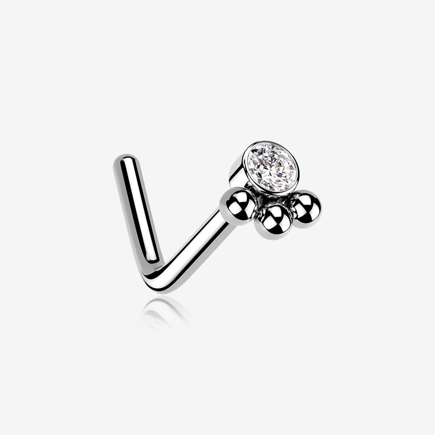 Bali Beads Sparkle Steel L-Shaped Nose Ring - Walmart.com