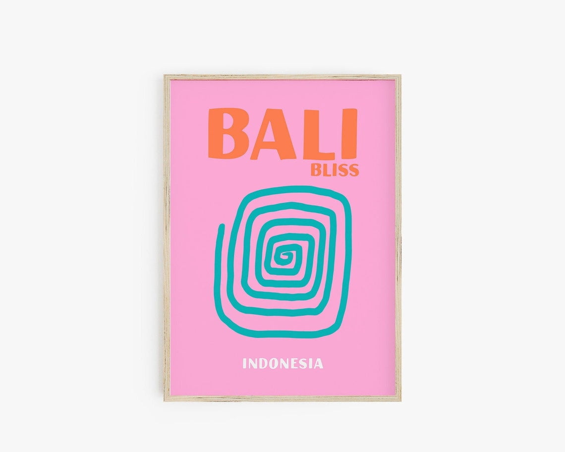 Bali Bliss Travel Poster Preppy Room Maximalist Trendy Dorm Wall Art ...