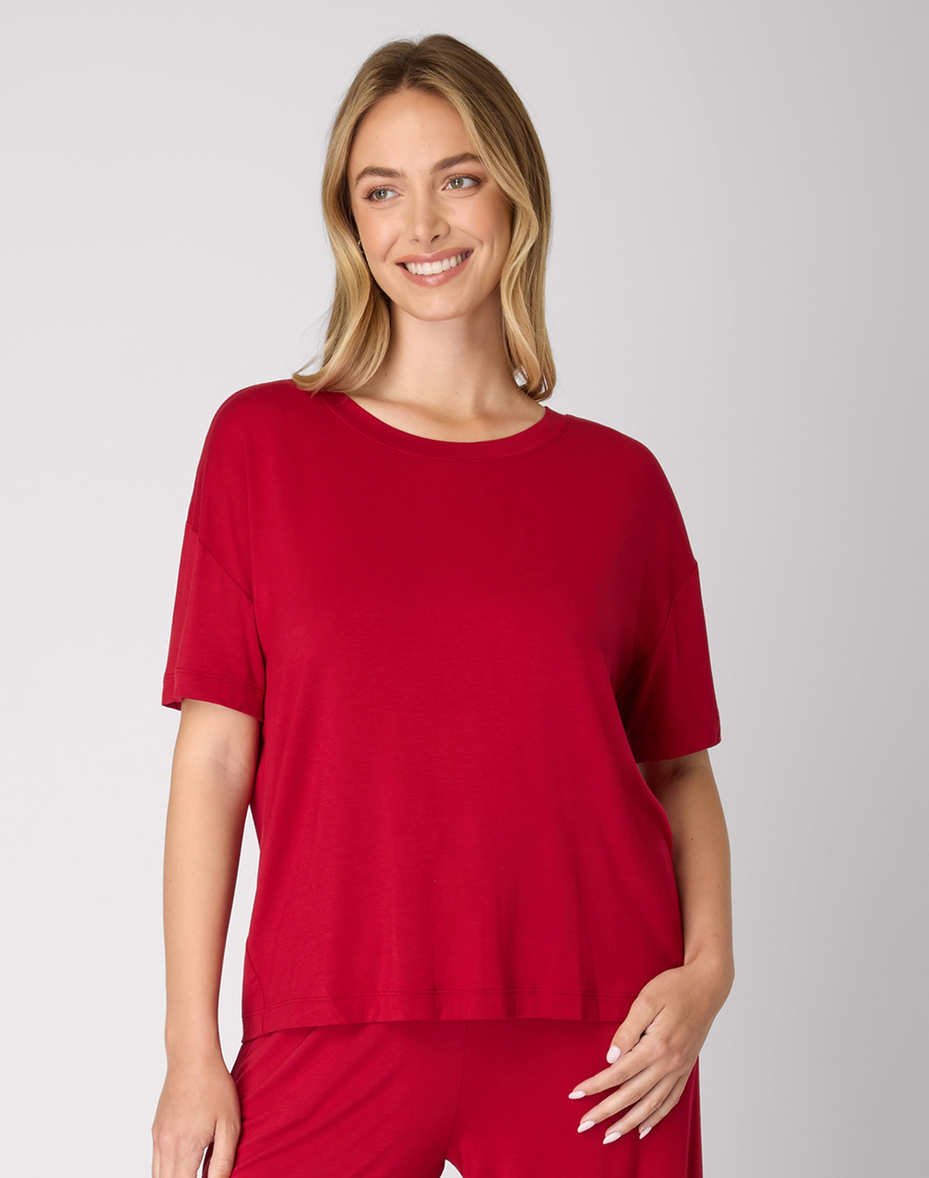 Bali Breathe Sleepwear Short Sleeve T-Shirt Rosy Red L Women's ...