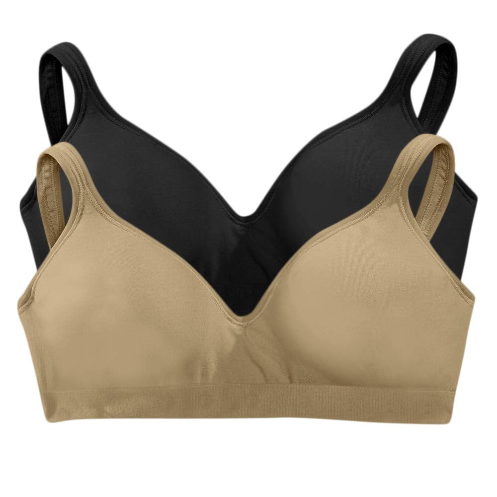 Bali Comfort Revolution Wirefree Bra (Pack of 2) (1 Black / 1 Nude ...