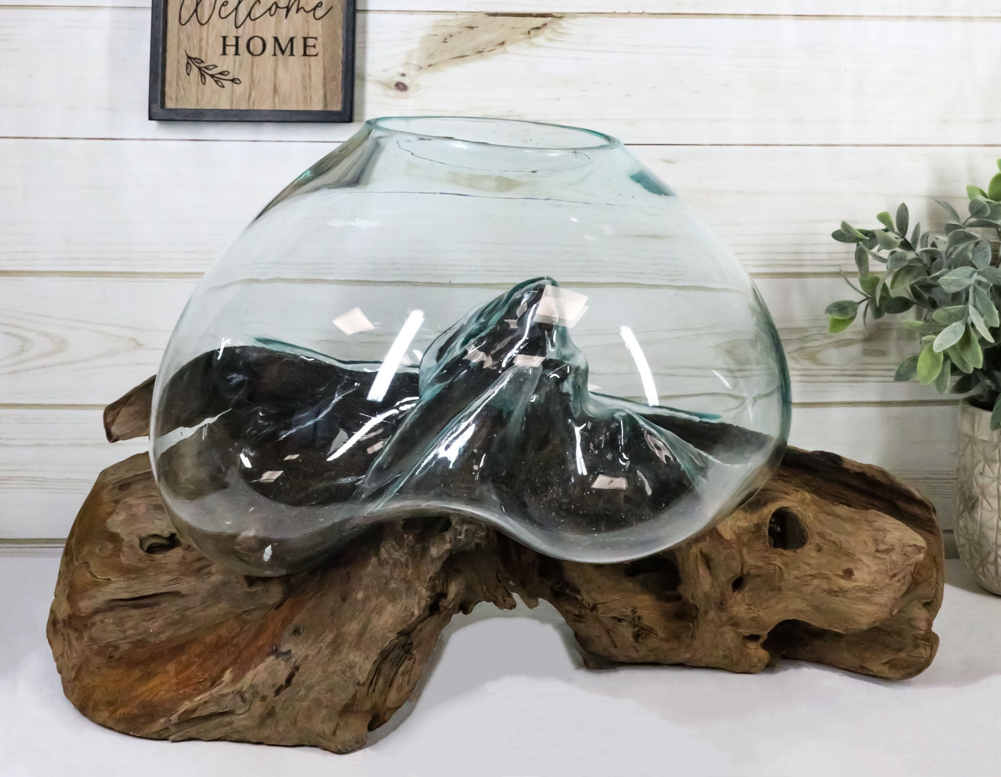 Bali Handicraft Natural Teak Driftwood With Large Decorative Molten ...