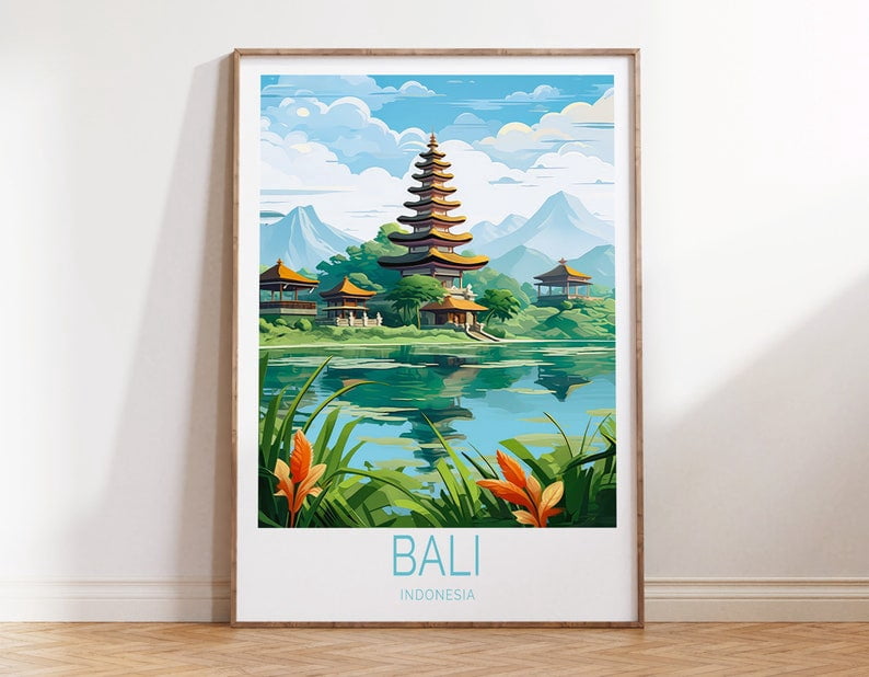 Bali Indonesia Poster – Bali Travel Poster, Wall Art, Indonesia Gifts ...