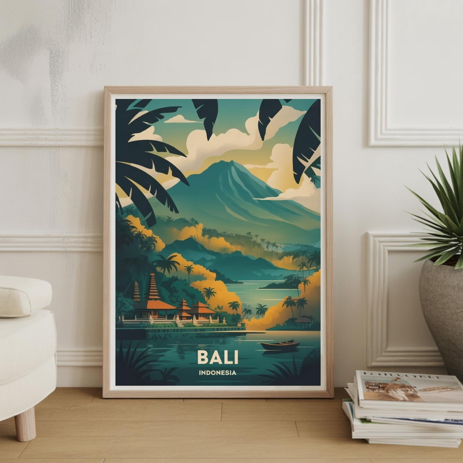 Bali Indonesia Travel Poster Tropical Island Wall Art, Vintage ...