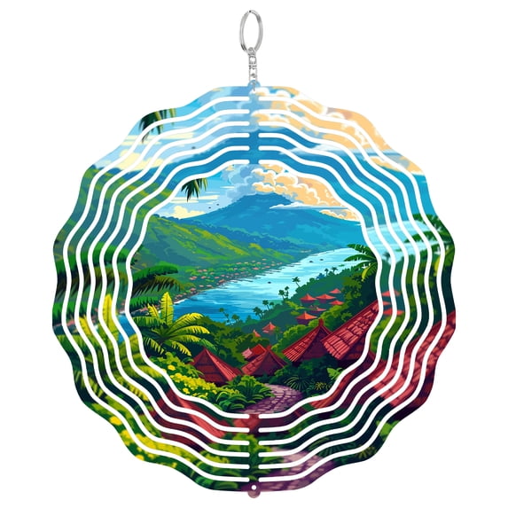 Bali Indonesia Tropical View 3D Wind Spinner Metal Kinetic Hanging ...