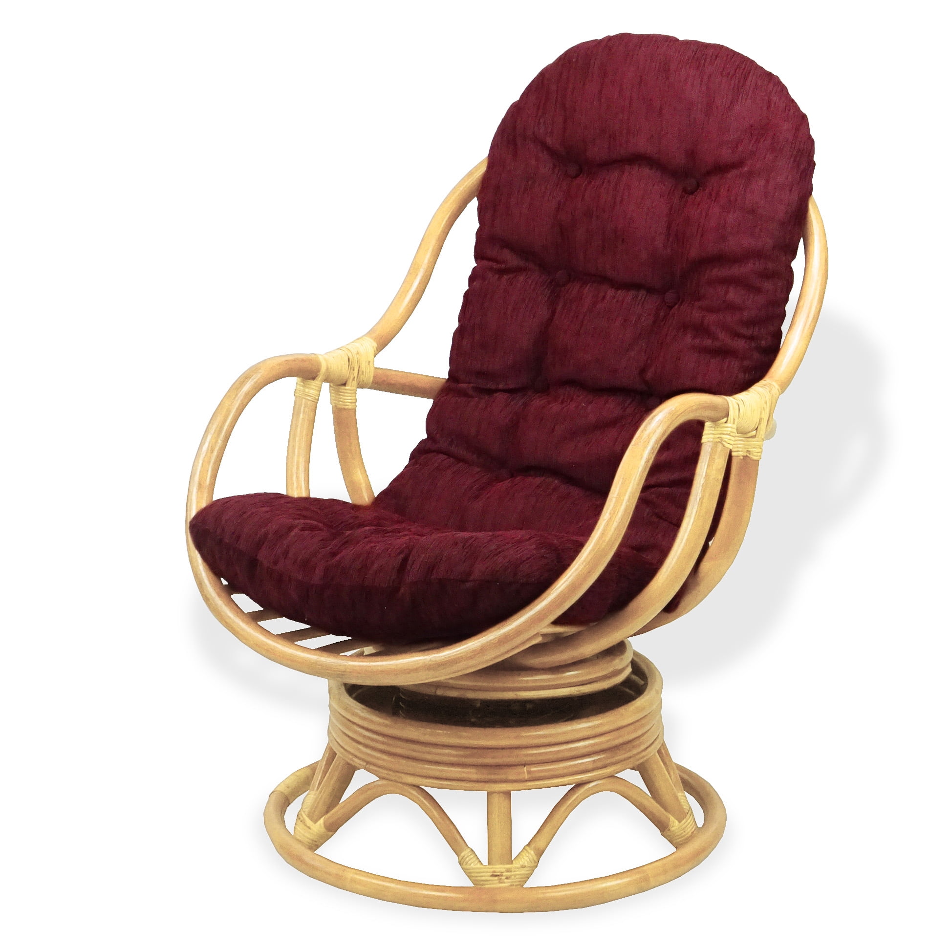 Bali Lounge Swivel Rocking Chair with Dark Brown Cushion Natural Rattan ...