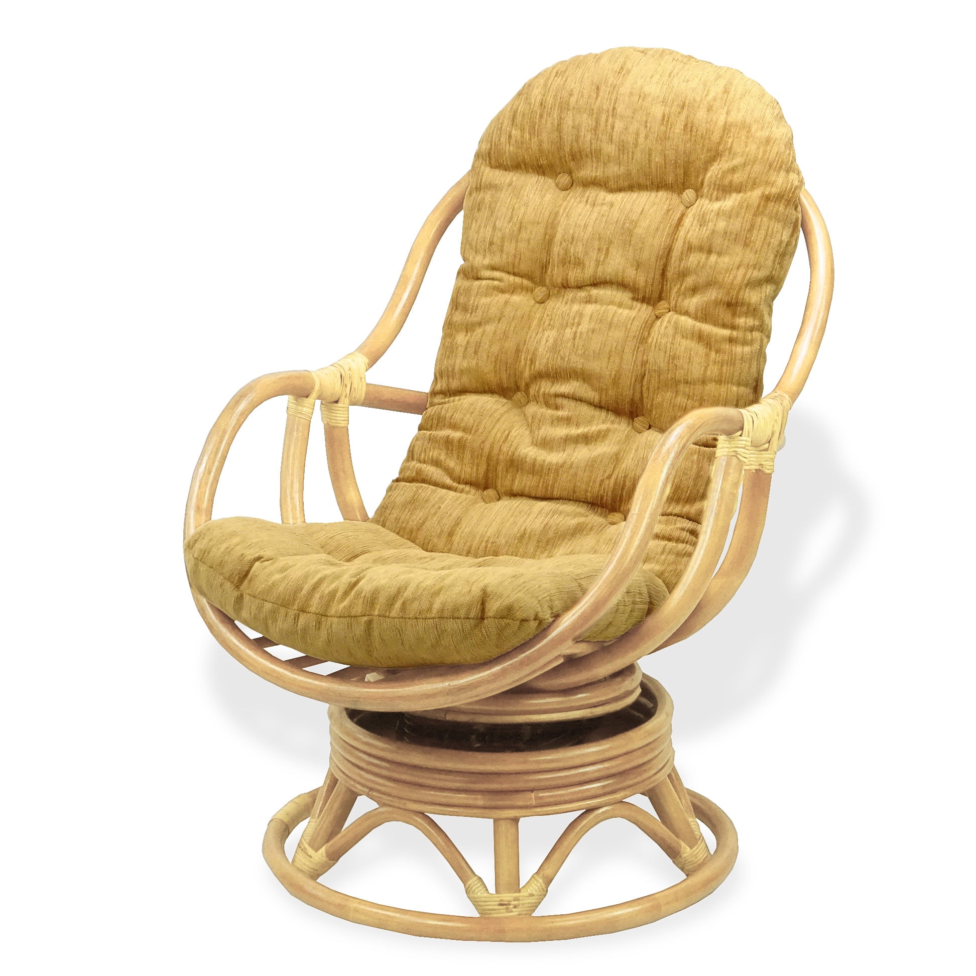 Bali Lounge Swivel Rocking Chair with Light Brown Cushion Natural ...