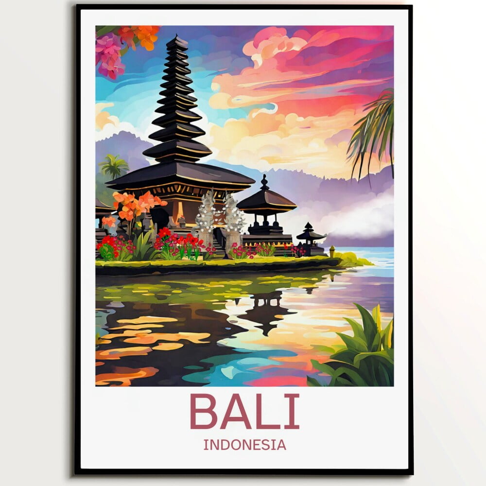 Bali Poster, Stunning Bali Indonesia Landscape Wall Art, Scenic Temple ...