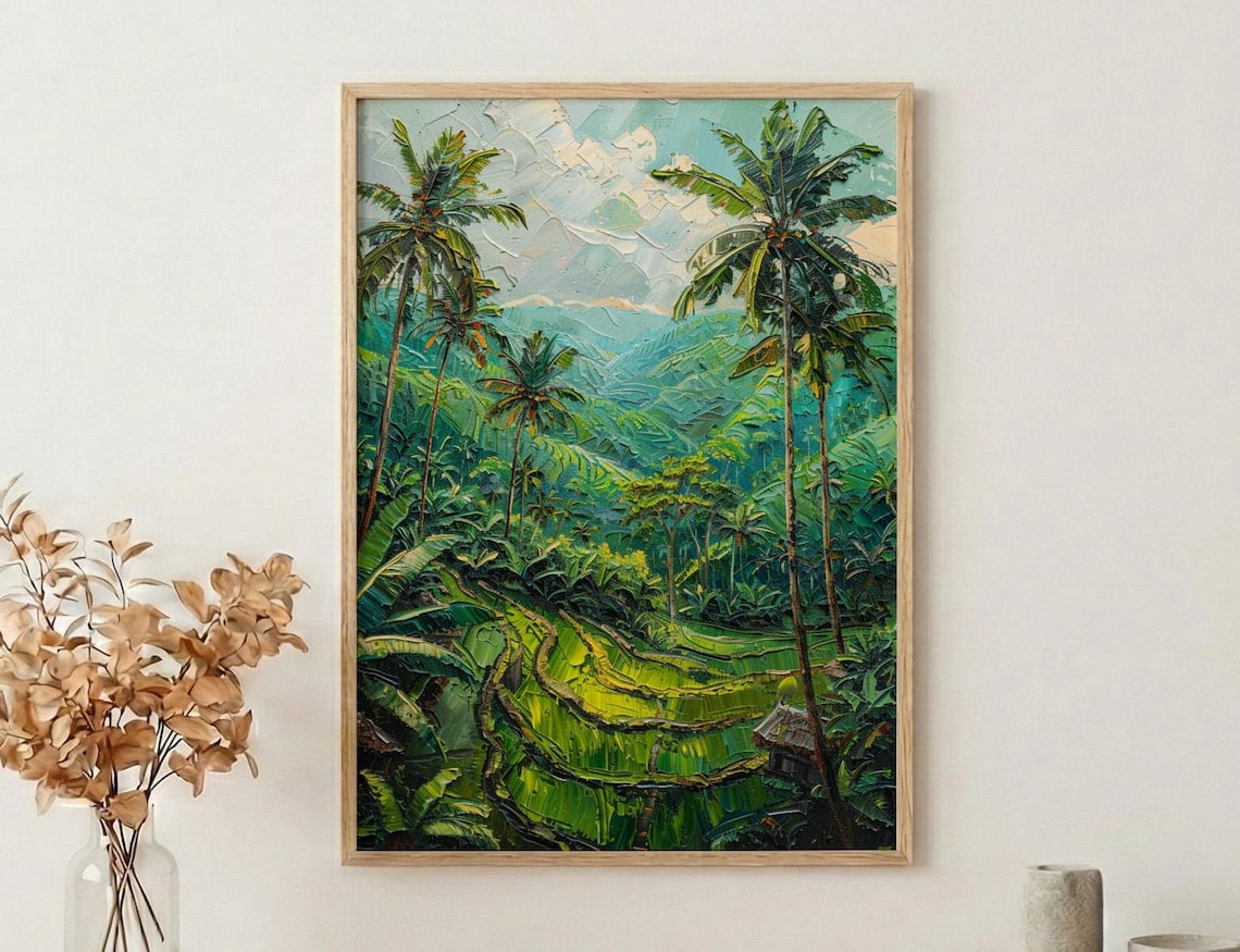 Bali Rice Terrace Ubud Jungle Tropical Palm Tree Indonesia Travel ...