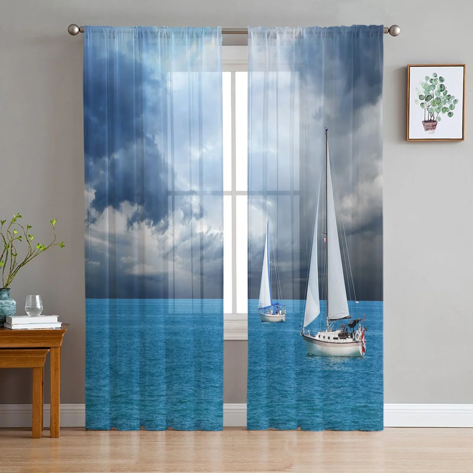 Bali Scenery Ocean Vacation Sheer Curtains Living Room Window Tulle ...